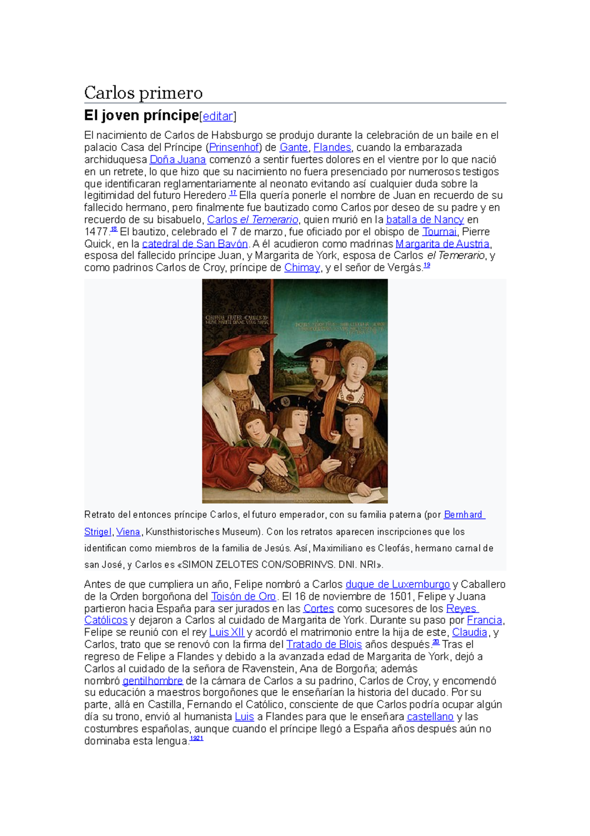 Carlos primero - estudio académico - Carlos primero El joven príncipe ...