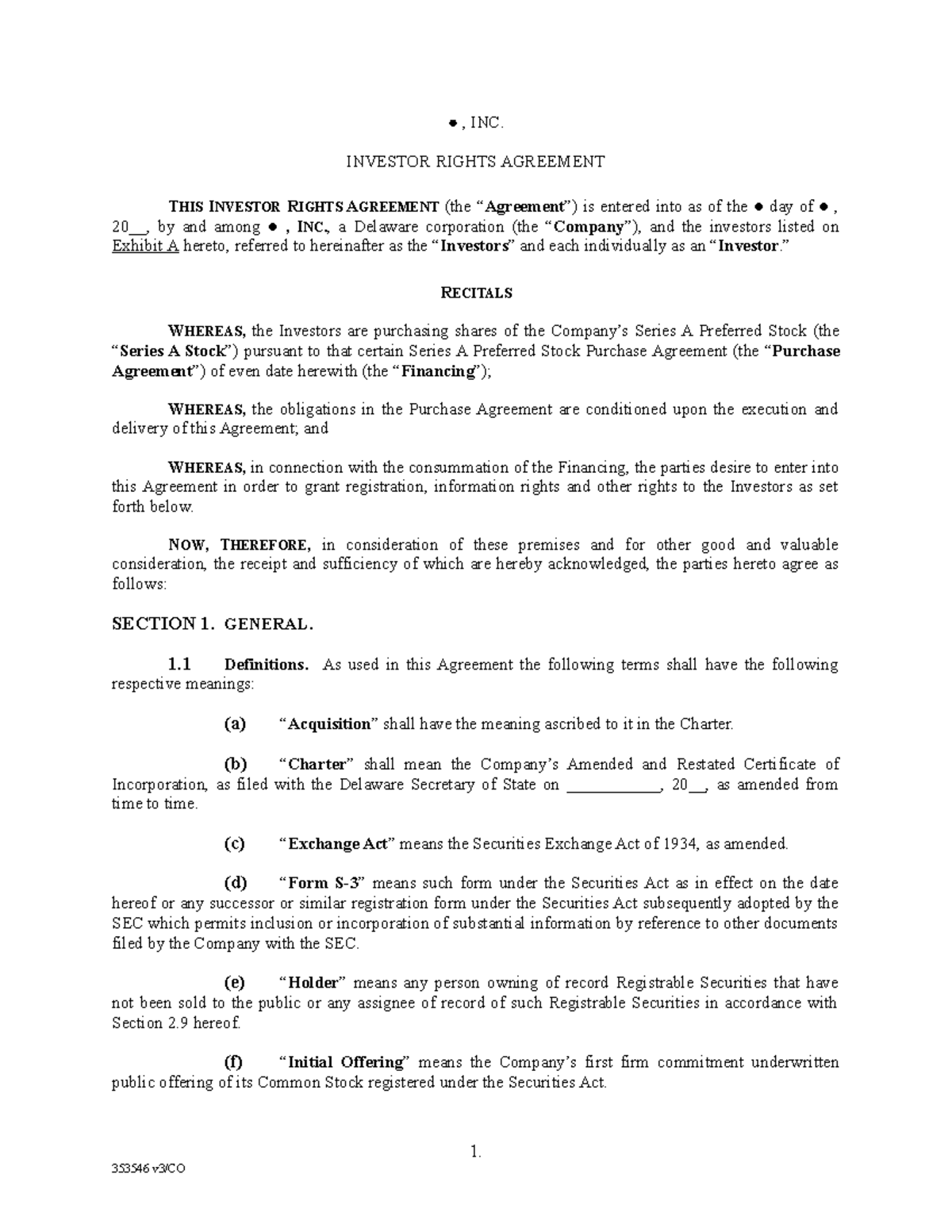 Investor Rights Agreement - , INC. INVESTOR RIGHTS AGREEMENT THIS ...