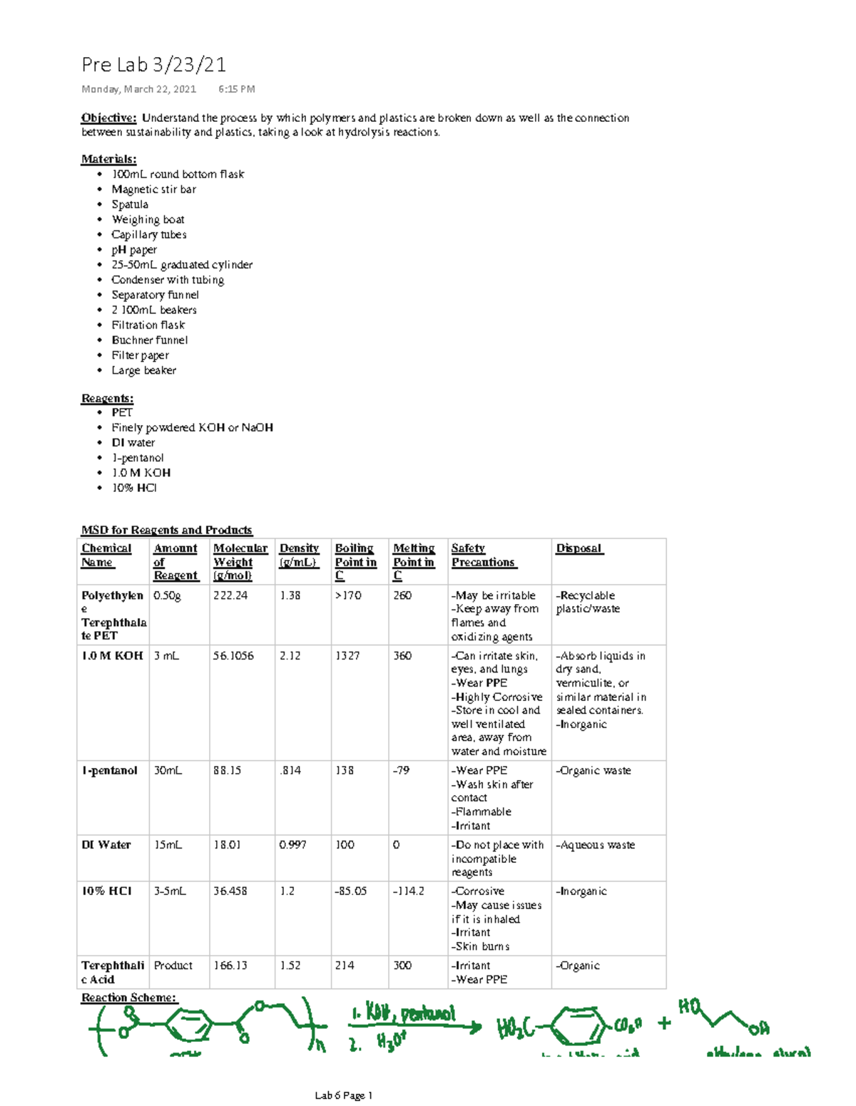 Pre Lab 32321 Lab Assignment Objective Understand The Process By Which Polymers And