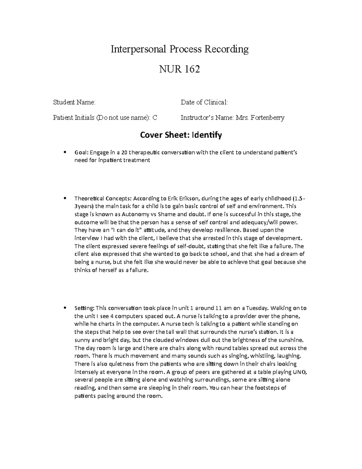 IPR Example - Interpersonal Recording - Interpersonal Process Recording ...