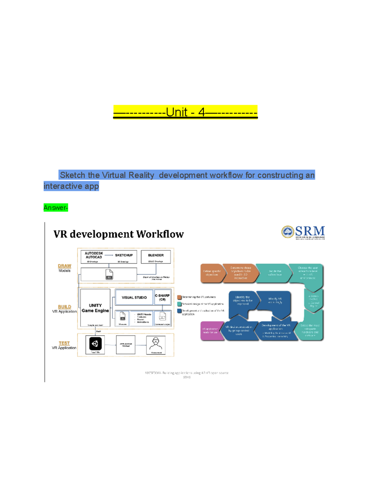 arvr unit 4 material for study for ct - AR/VR Questions And Answers —-Unit - 4—- Q1. Sketch the ...