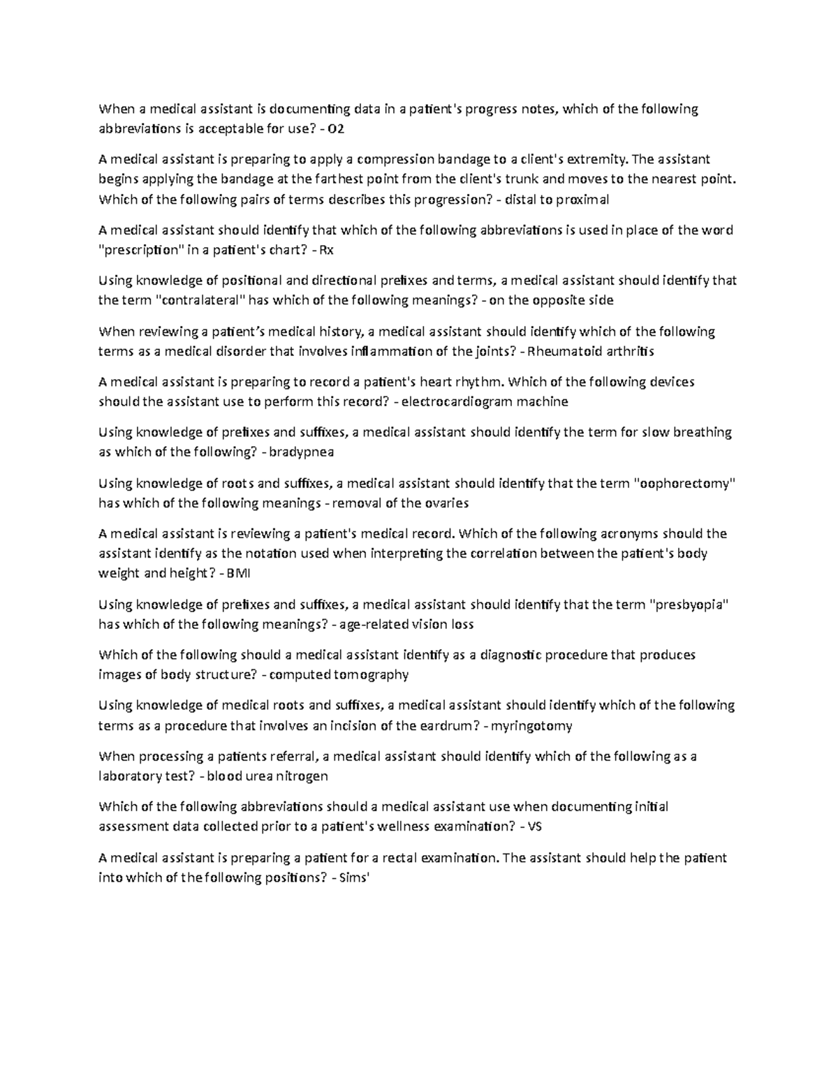 NHA Review 2 - Fink - When a medical assistant is documenting data in a ...