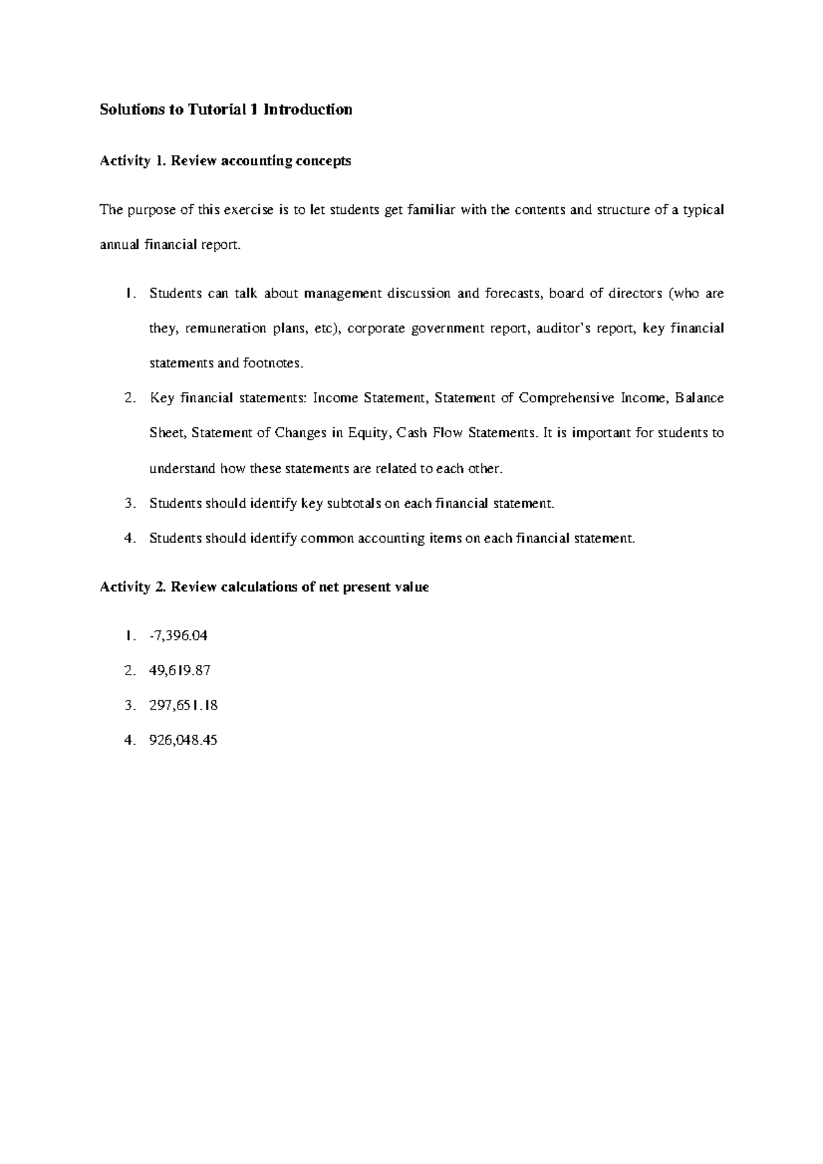 Tutorial 01 - Notes - Solutions to Tutorial 1 Introduction Activity 1 ...