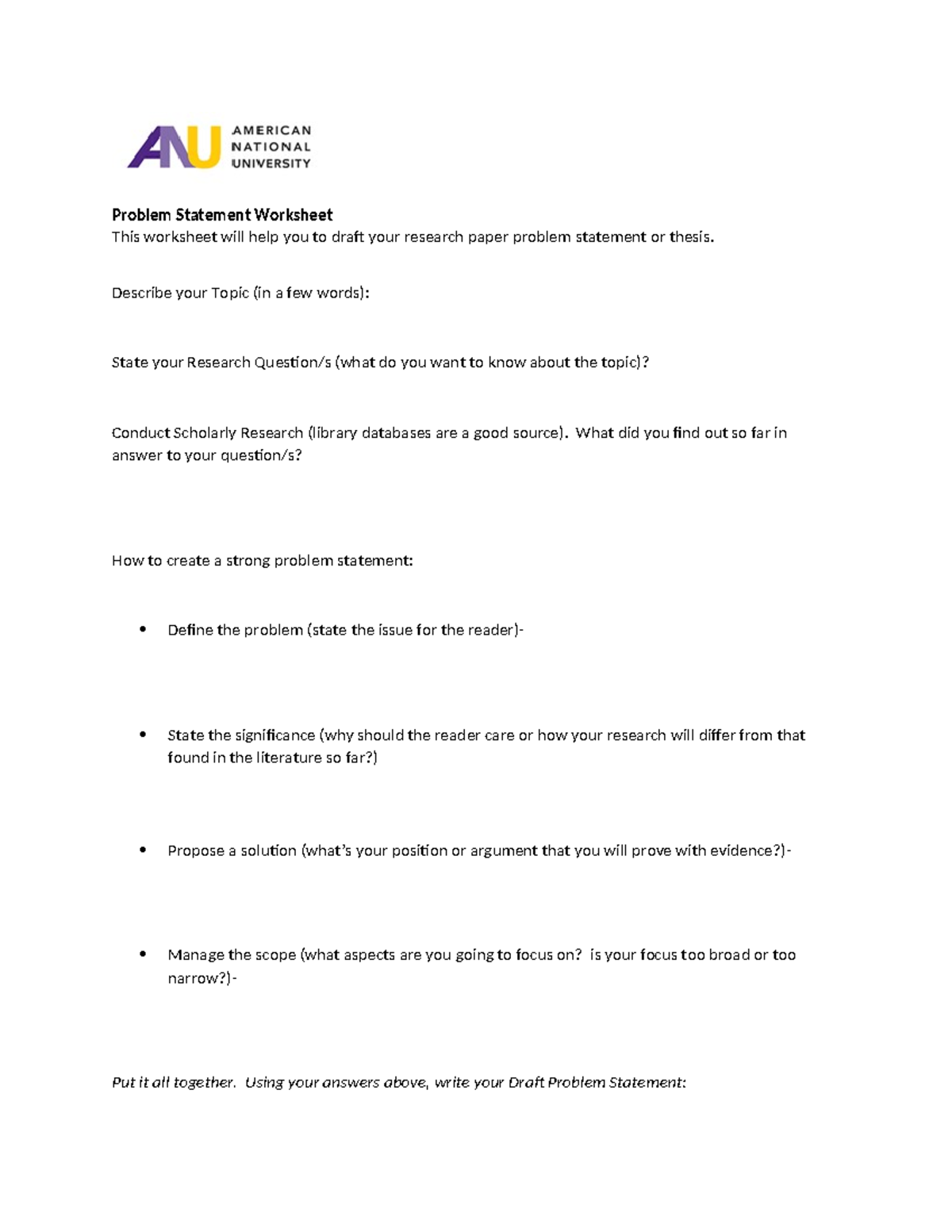 Problem-Statement-Worksheet - Problem Statement Worksheet This ...