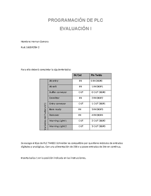 Evaluación 2 Programación PLC - Programación de PLC Evaluación 2 ...