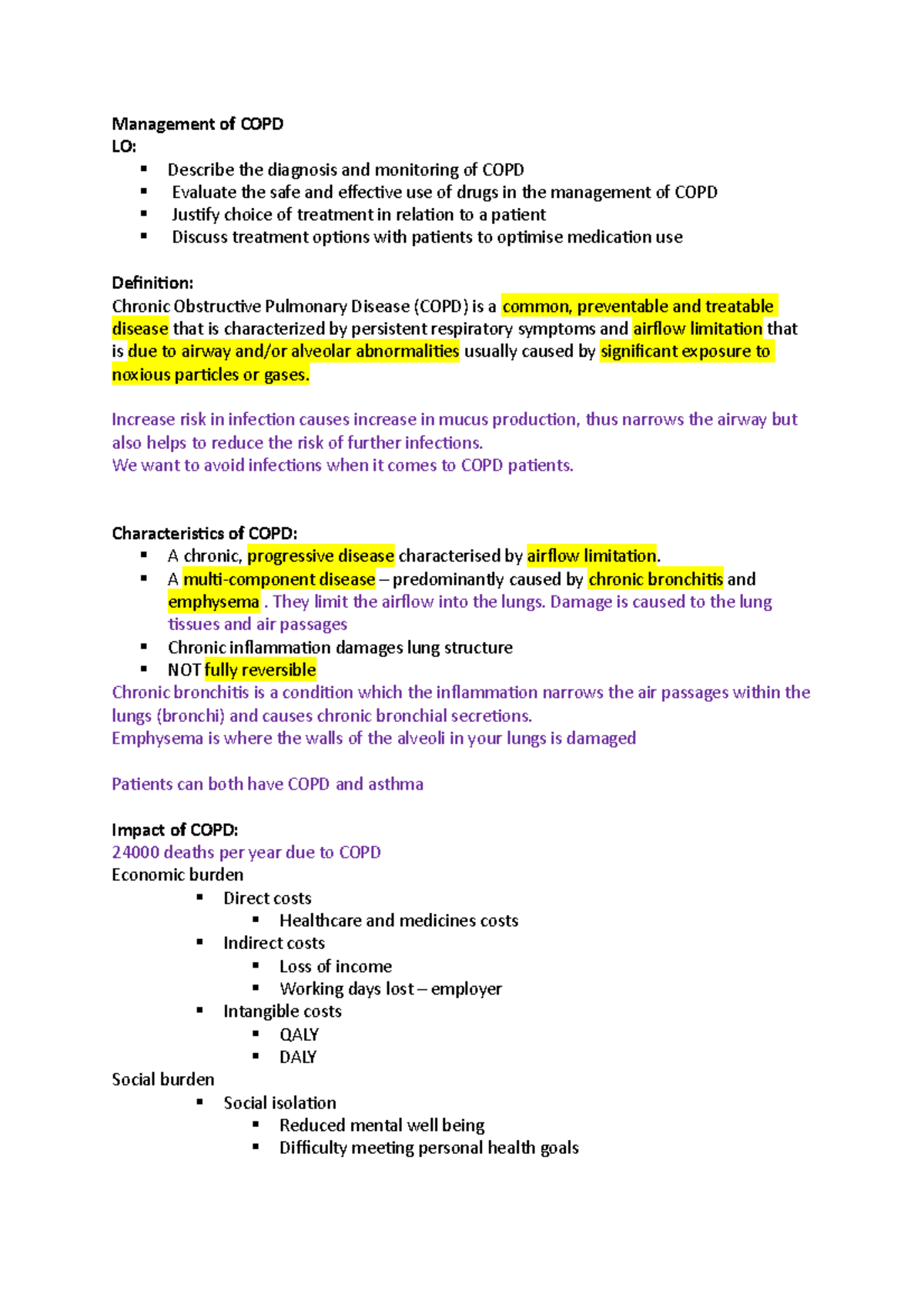 Management of COPD - Management of COPD LO: § Describe the diagnosis ...