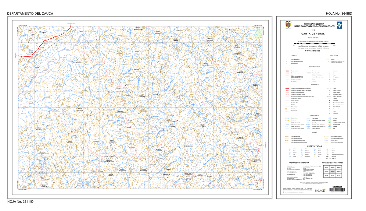 Plancha IGAC Sta Rita - saasa - Filo Peña Baja Loma El Guadual Alto de las Nubes Alto de Las ...