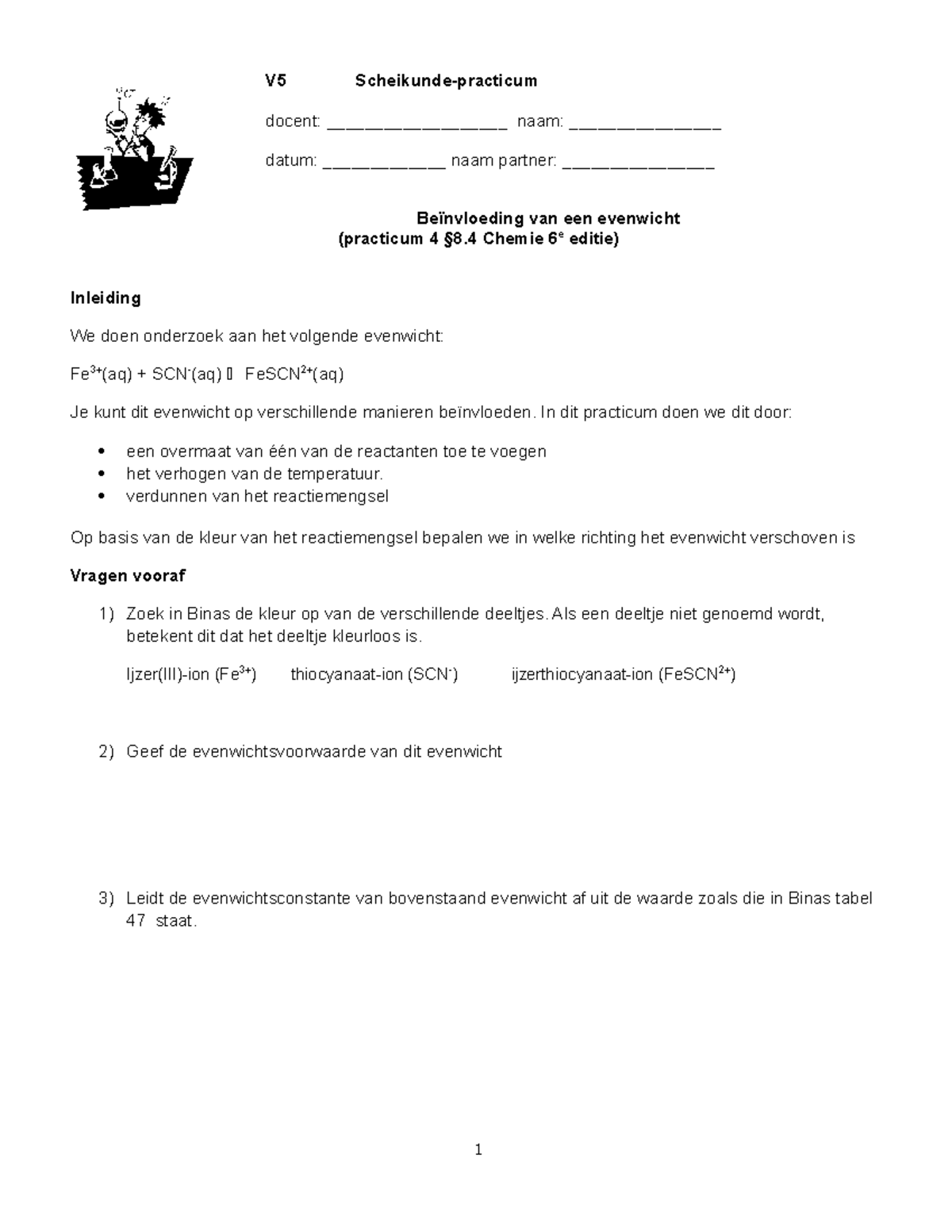 V5 schk pract evenwicht verstoren Fe SCN uitw 2022-2023 - V5 Scheikunde ...
