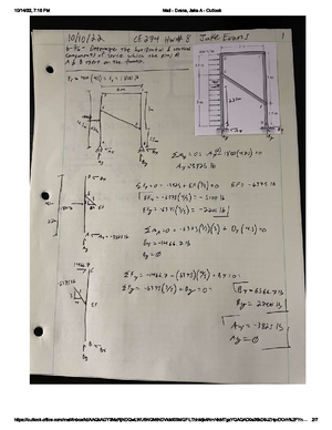 Engineering Statics Homework 9 - E M 274 - Studocu