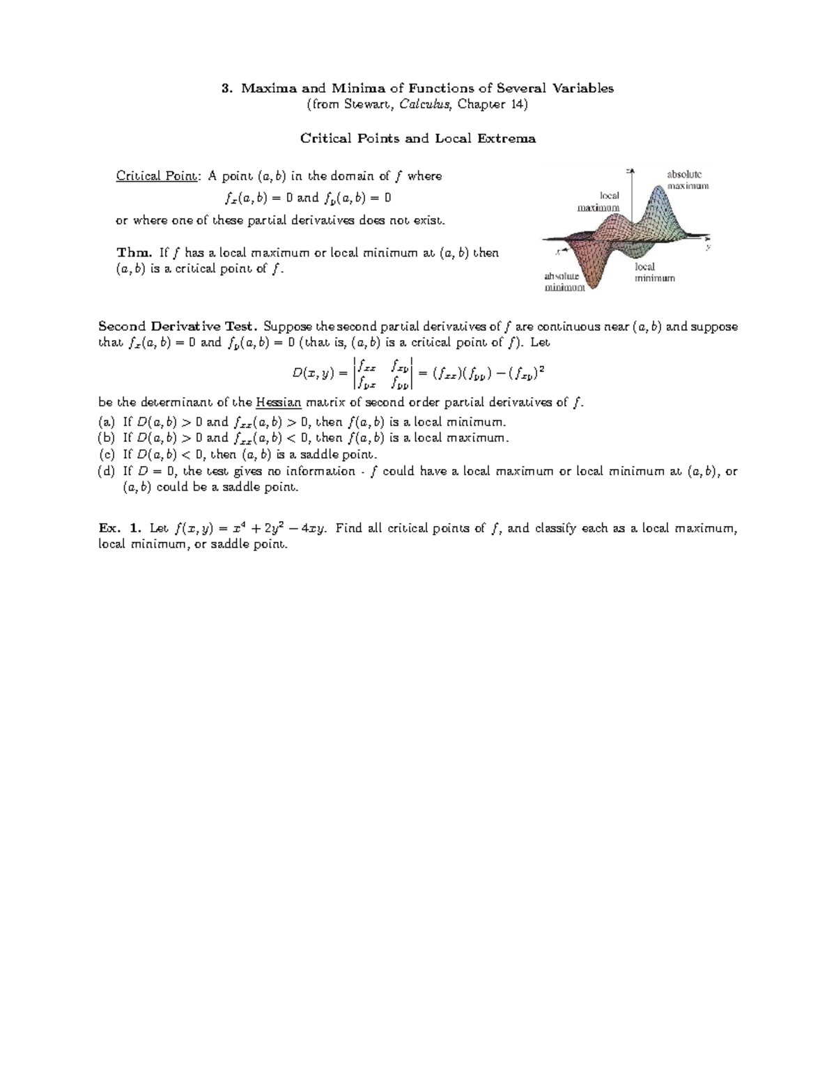 3 Maxima and Minima - Bishesh - Maxima and Minima of Functions of Several Variables (from ...