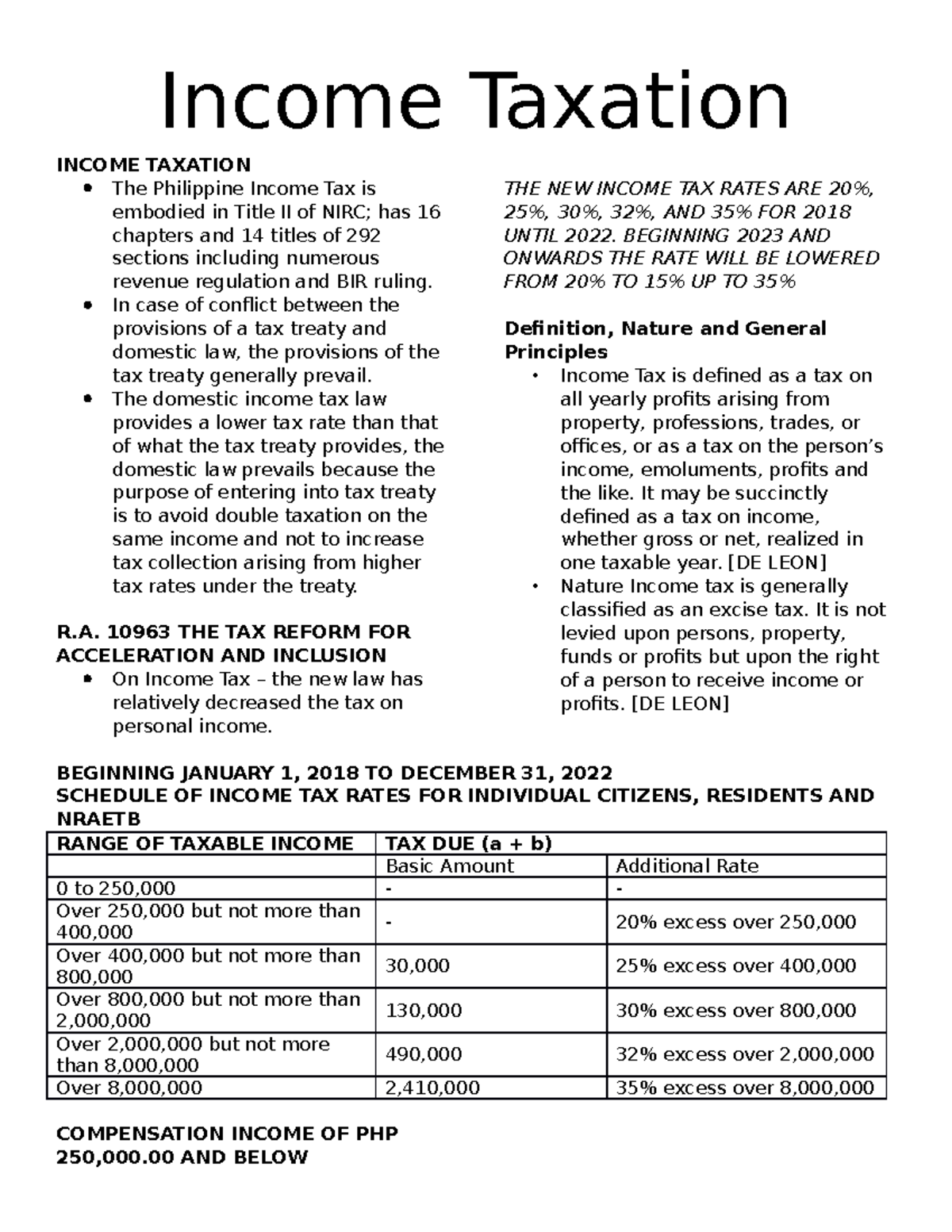 Income Taxation - Schemes and situational examples - Income Taxation ...
