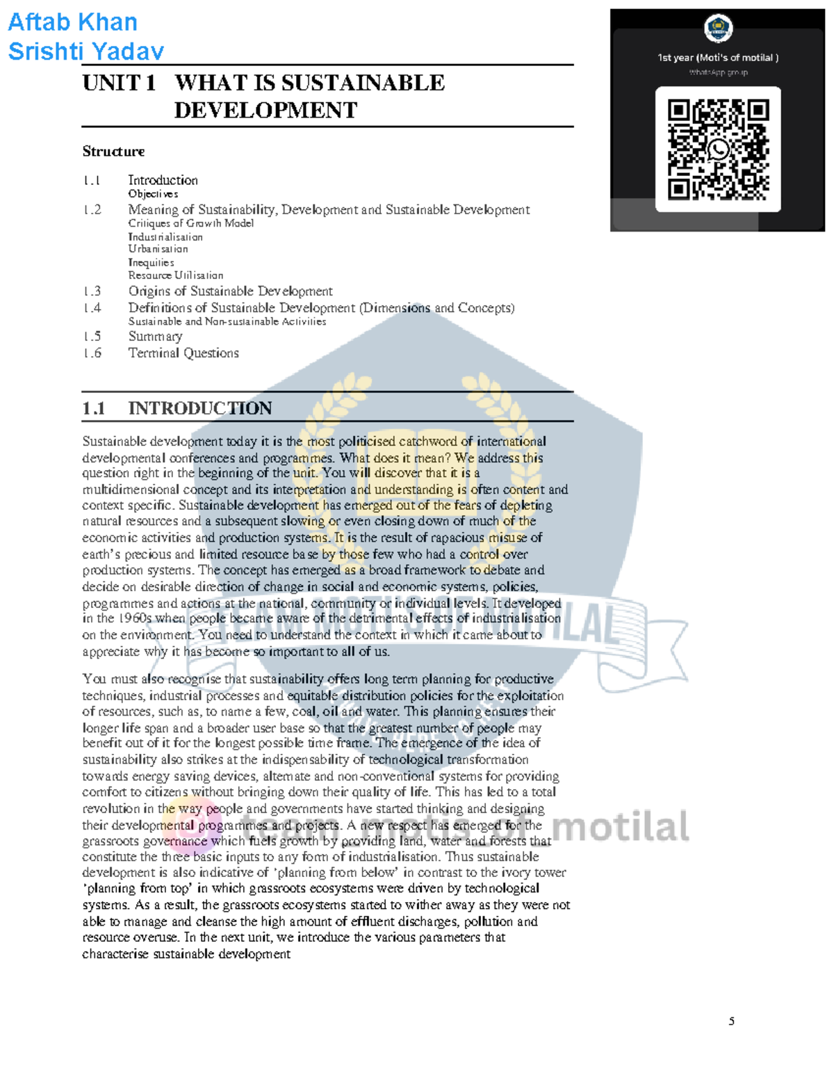 Sustainable Development watermark - What is Sustainable UNIT 1 WHAT IS ...