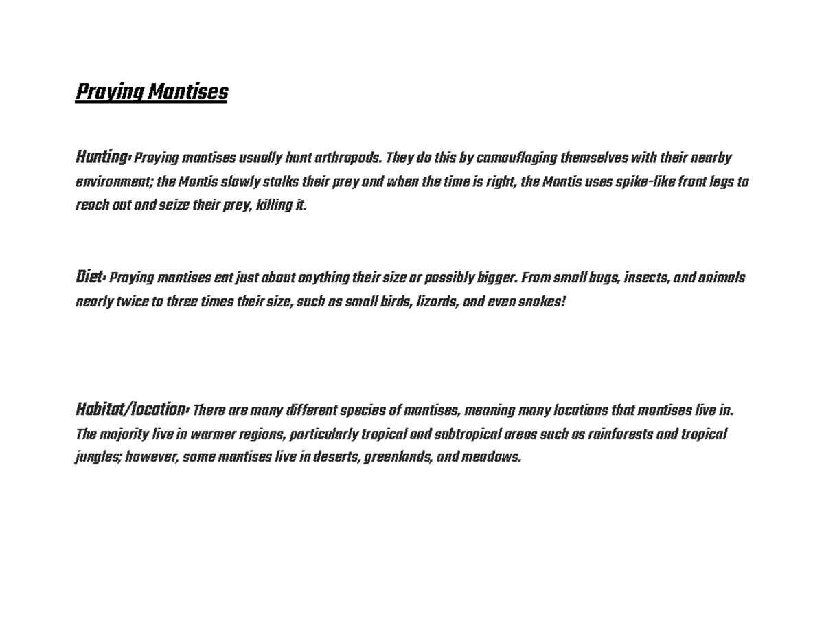 Science fair project 5th grade - Praying Mantises Hunting: Praying ...