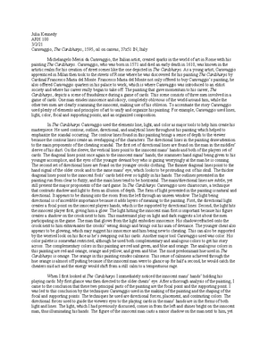 Formal analysis checklist - FORMAL ANALYSIS ASSIGNMENT Name Julia ...