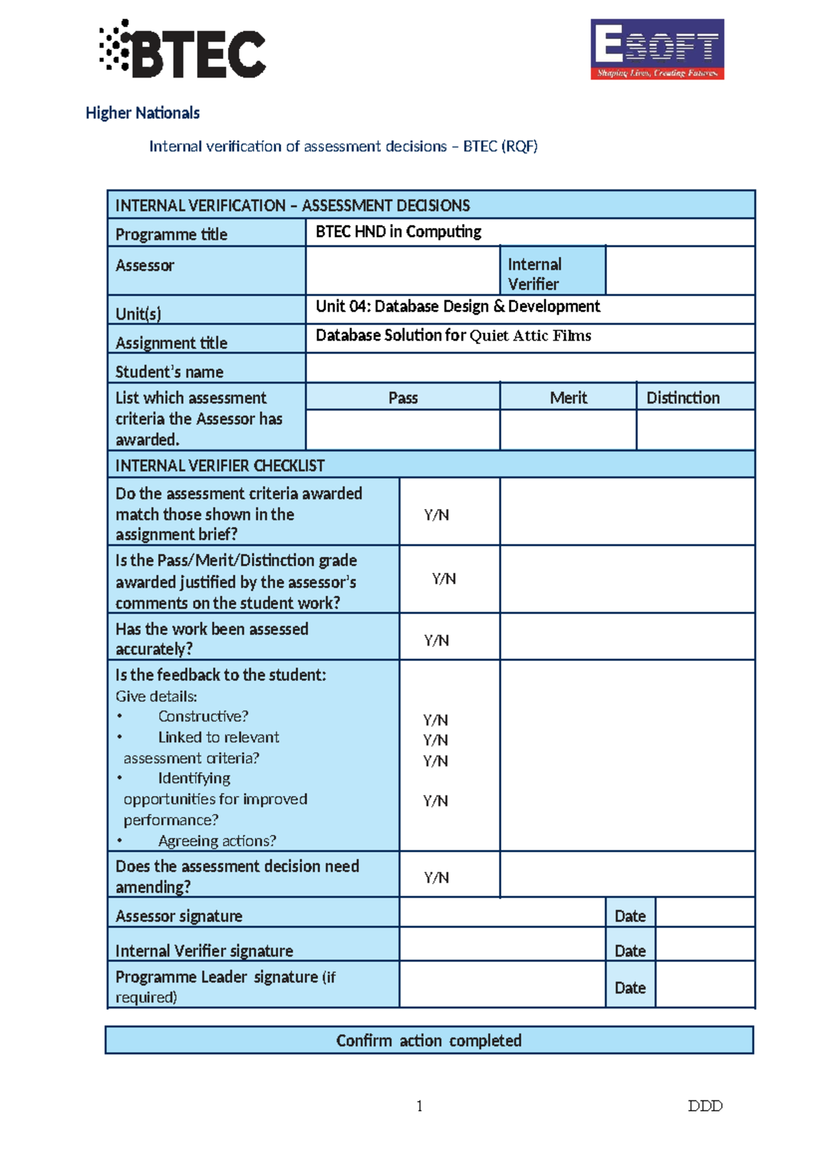 001 - pass - Higher Nationals Internal verification of assessment ...