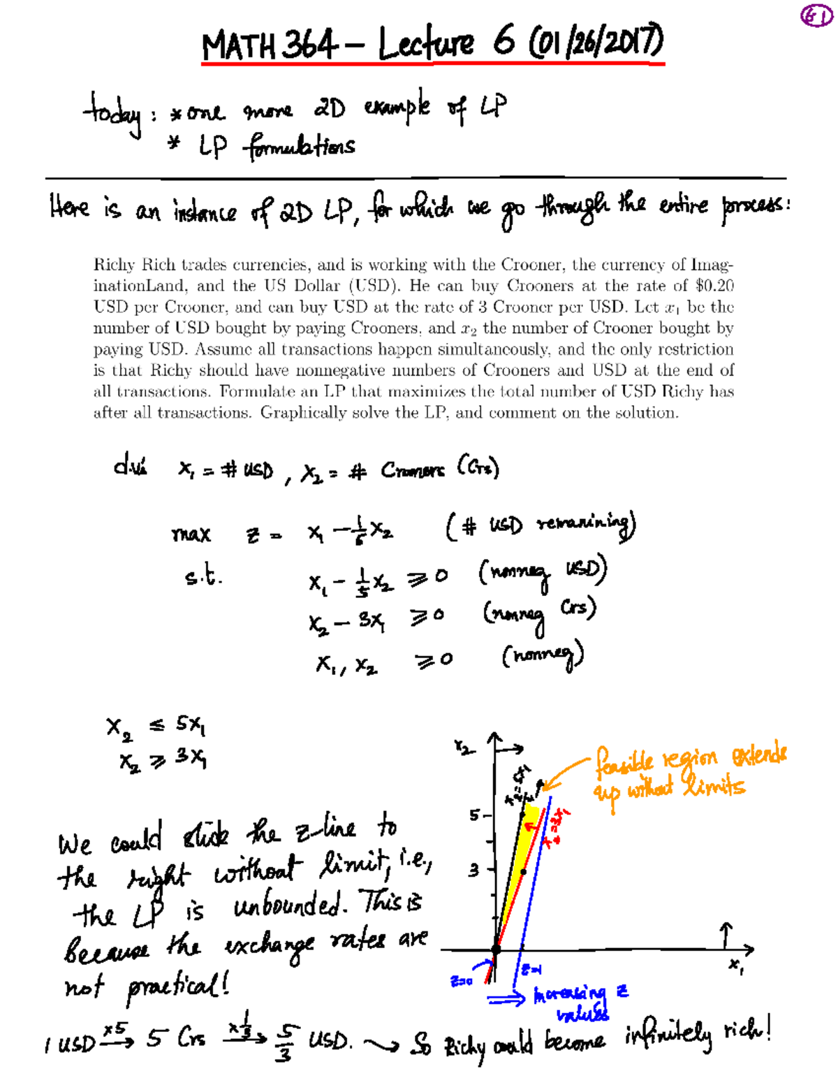 Lecture notes 6 due Jan 26 2017 - MATH 364 Leclure 6 (mm 521) ample LP ...