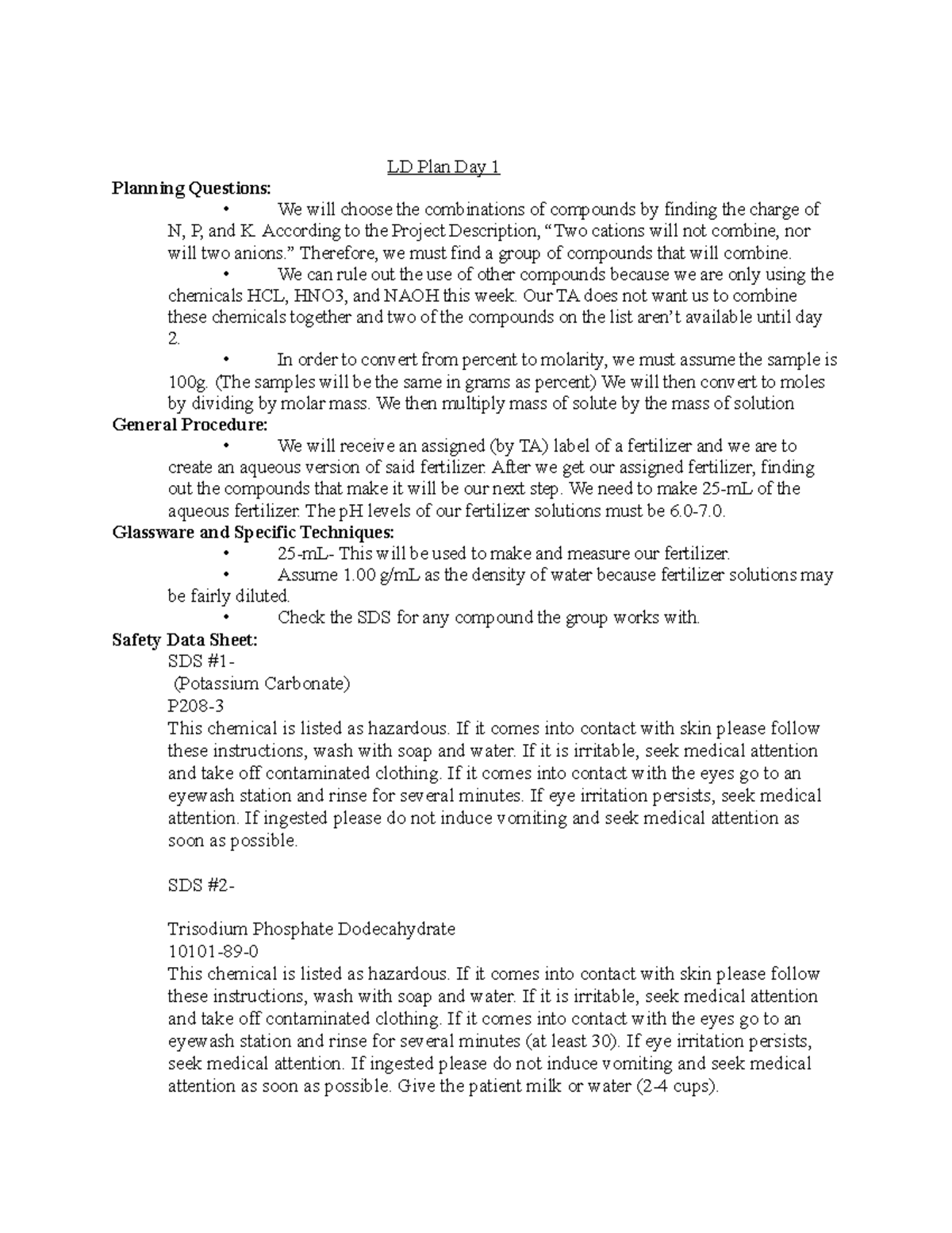 LD Plan Day 1 - LD Plan Day 1 group assignment - LD Plan Day 1 Planning ...