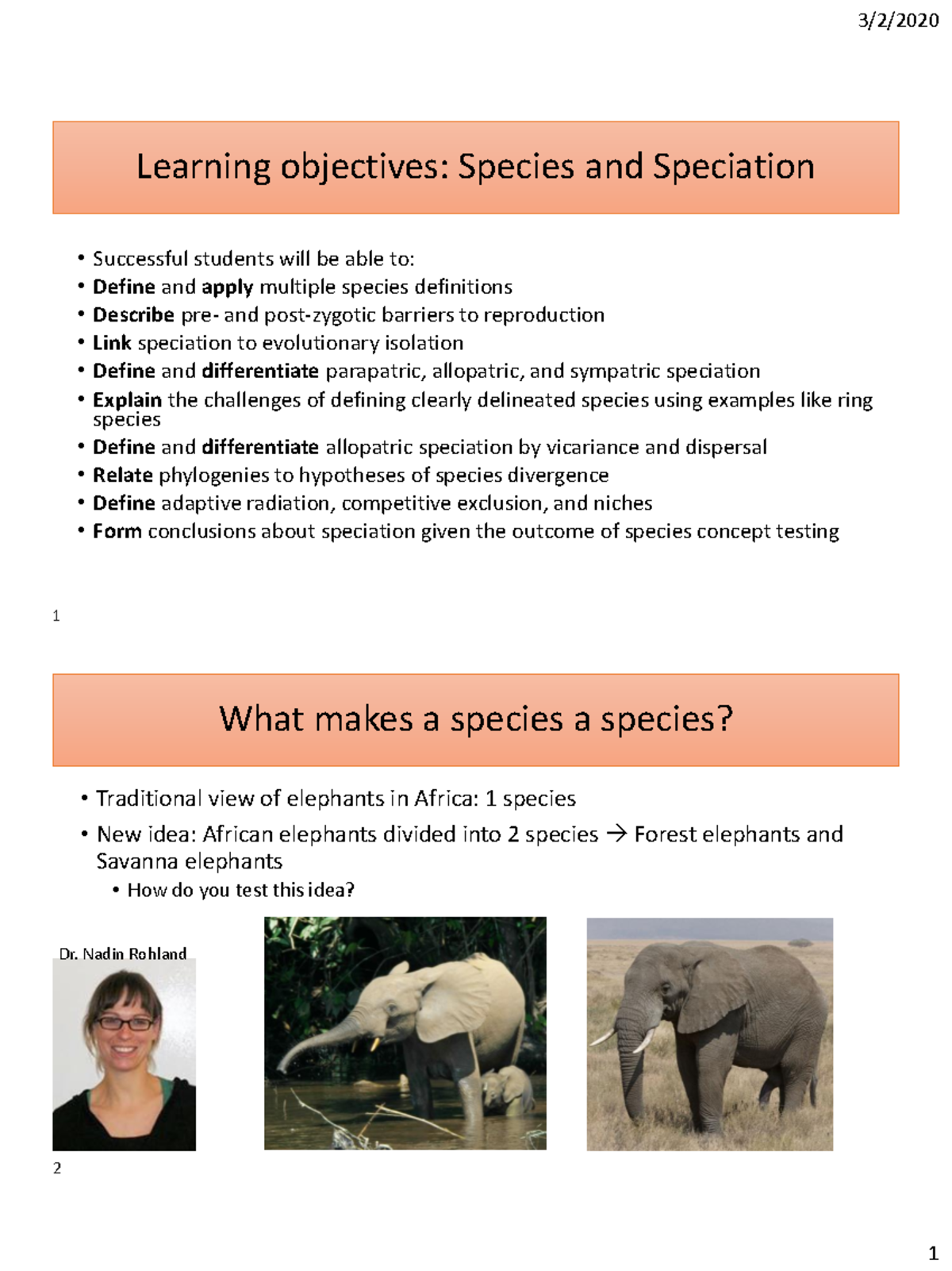 12. Species and speciation - Learning objectives: Species and ...