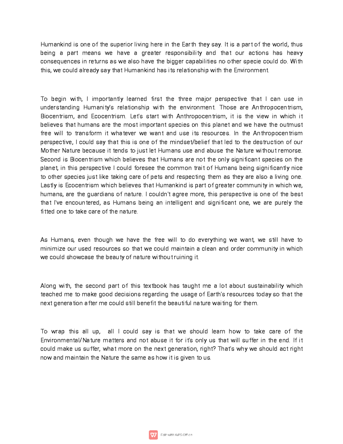 Module 4 Reflection - Reflect on it. - Humankind is one of the superior ...