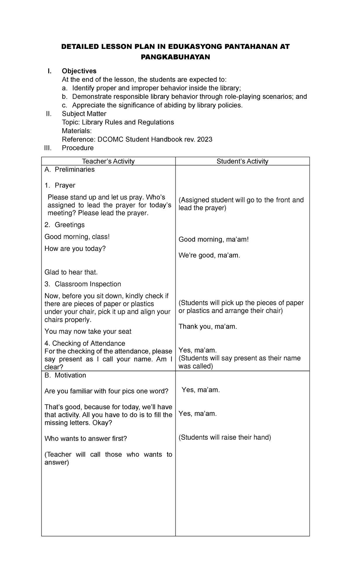 Detailed Lesson PLAN IN Edukasyong Pantahanan AT Pangkabuhayan ...