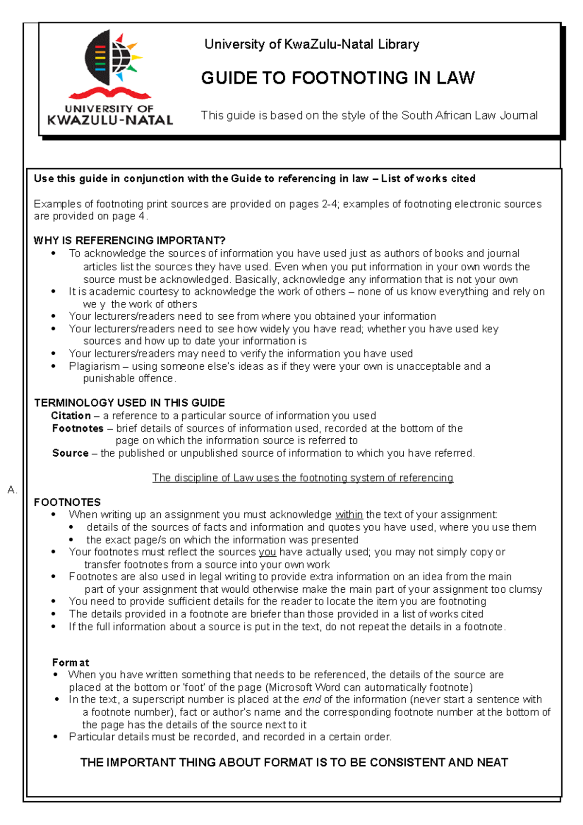 Guide to Footnoting in law (SALJ) (1) - University of KwaZulu-Natal ...
