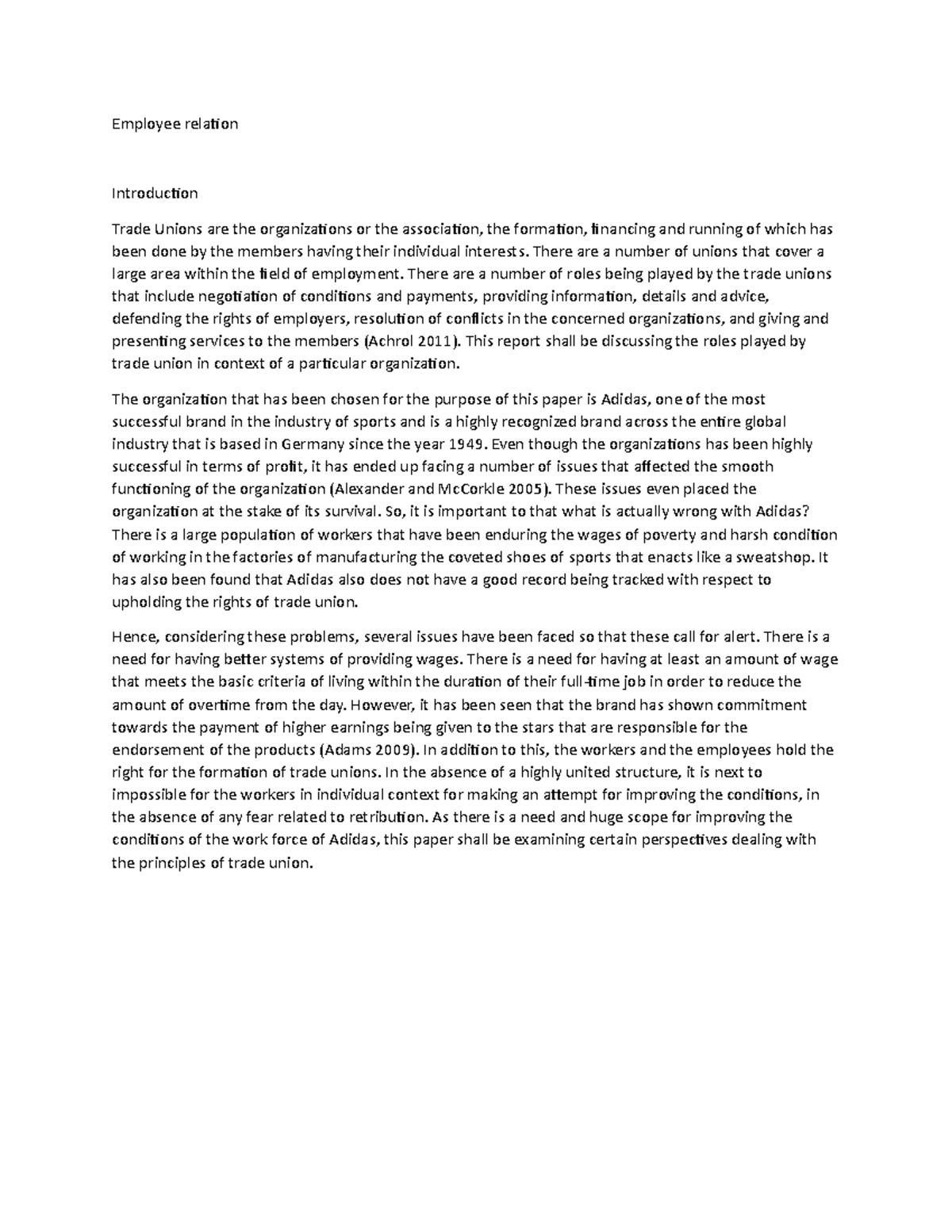 Employee relation - lecture notes - Employee relation Introduction ...