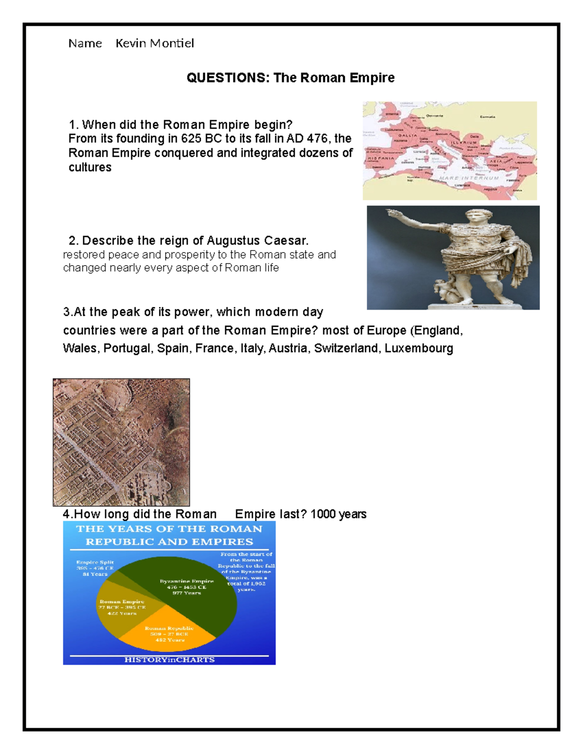 Rise and Fall of the Roman Empire questionskevin - Name Kevin Montiel ...