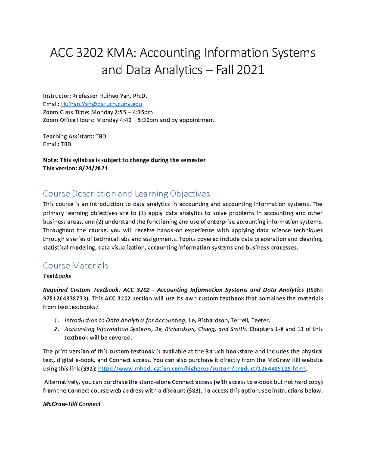 ACC 3202 Syllabus Fall 2021 KMA 0824 - ACC 3202 KMA: Accounting ...