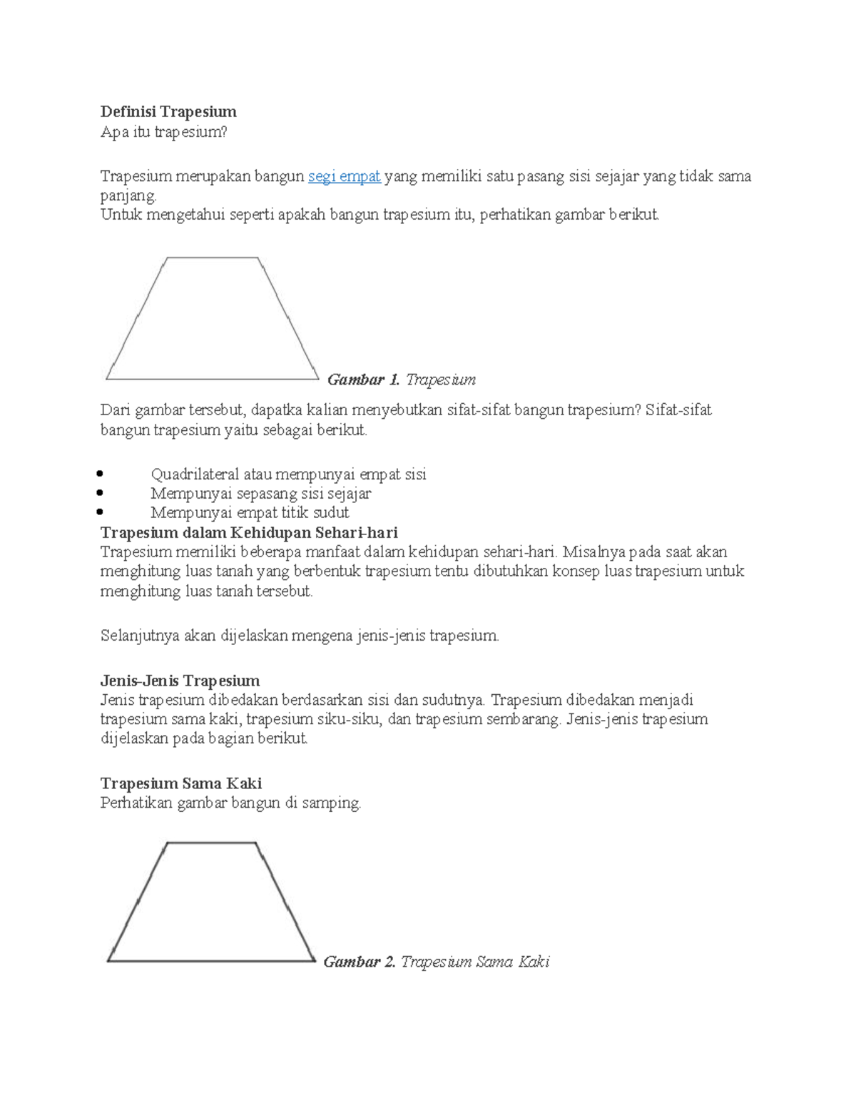Trapesium - Definisi Trapesium Apa itu trapesium? Trapesium merupakan ...