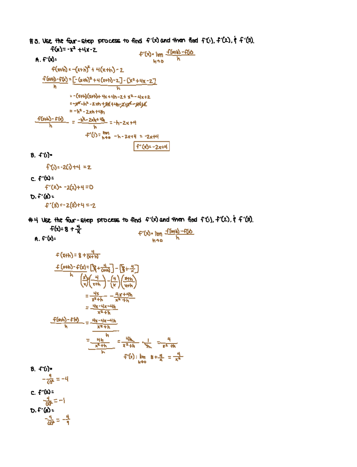 Homework #7 Math 140 - Examples - 3 Usethefourstepprocesstofind f x ...