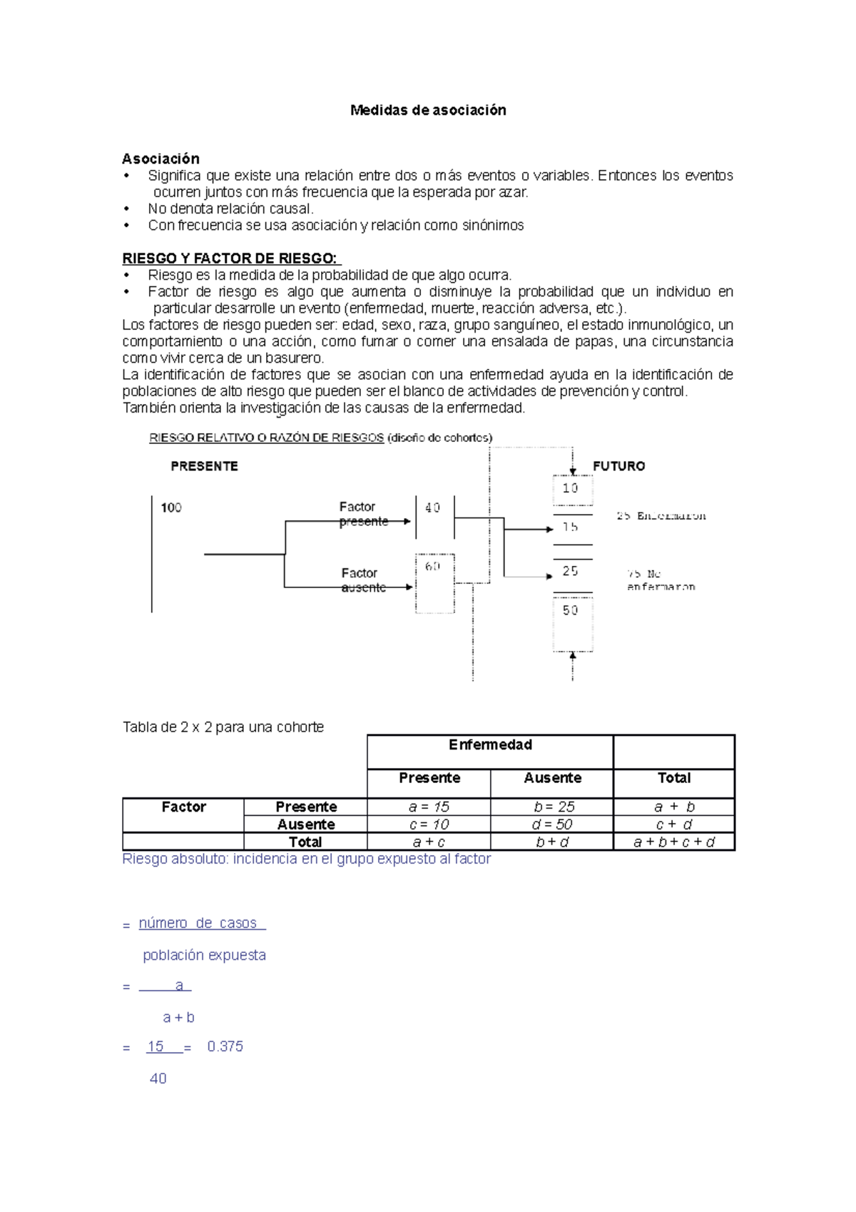 Practica DE Medida DE Asociacion - Medidas de asociación Asociación Significa que existe una ...