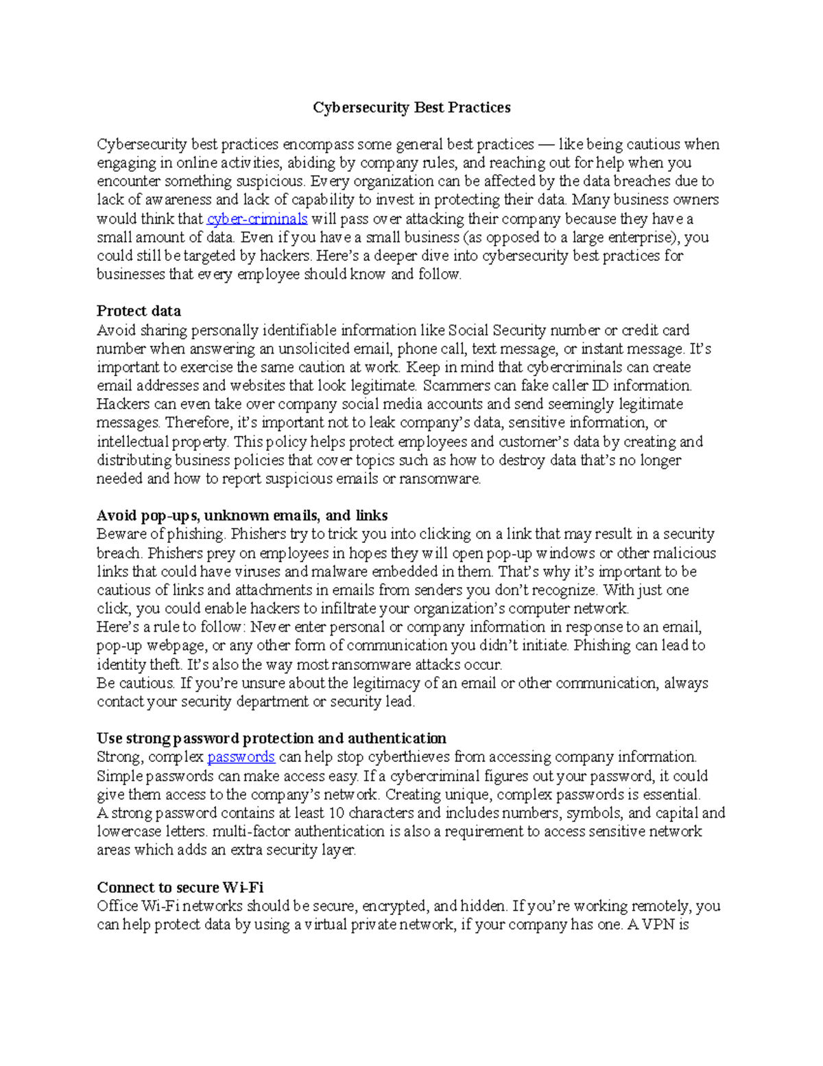 Cybersecurity best practices - Cybersecurity Best Practices ...