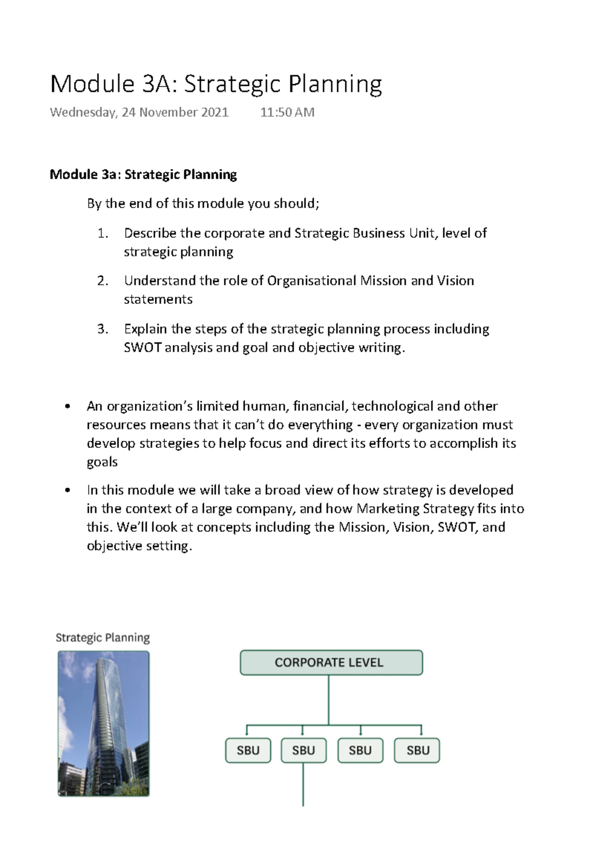 MARK101 Module 3A Strategic Planning - Module 3a: Strategic Planning By ...