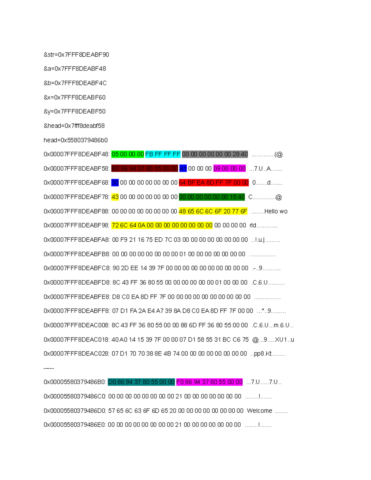 CS250 Part 3 Project 2 - &str=0x7FFF8DEABF &a=0x7FFF8DEABF &b ...