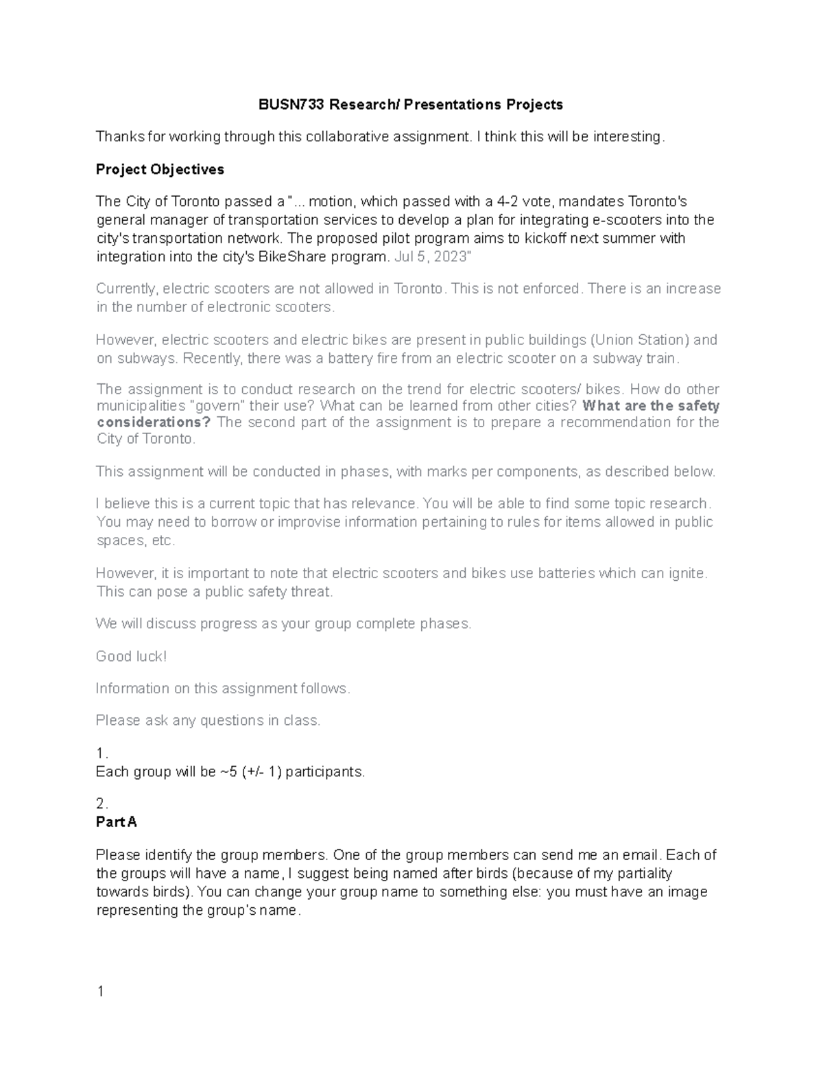 BUSN733 Major Assignment 2024 - BUSN733 Research/ Presentations ...