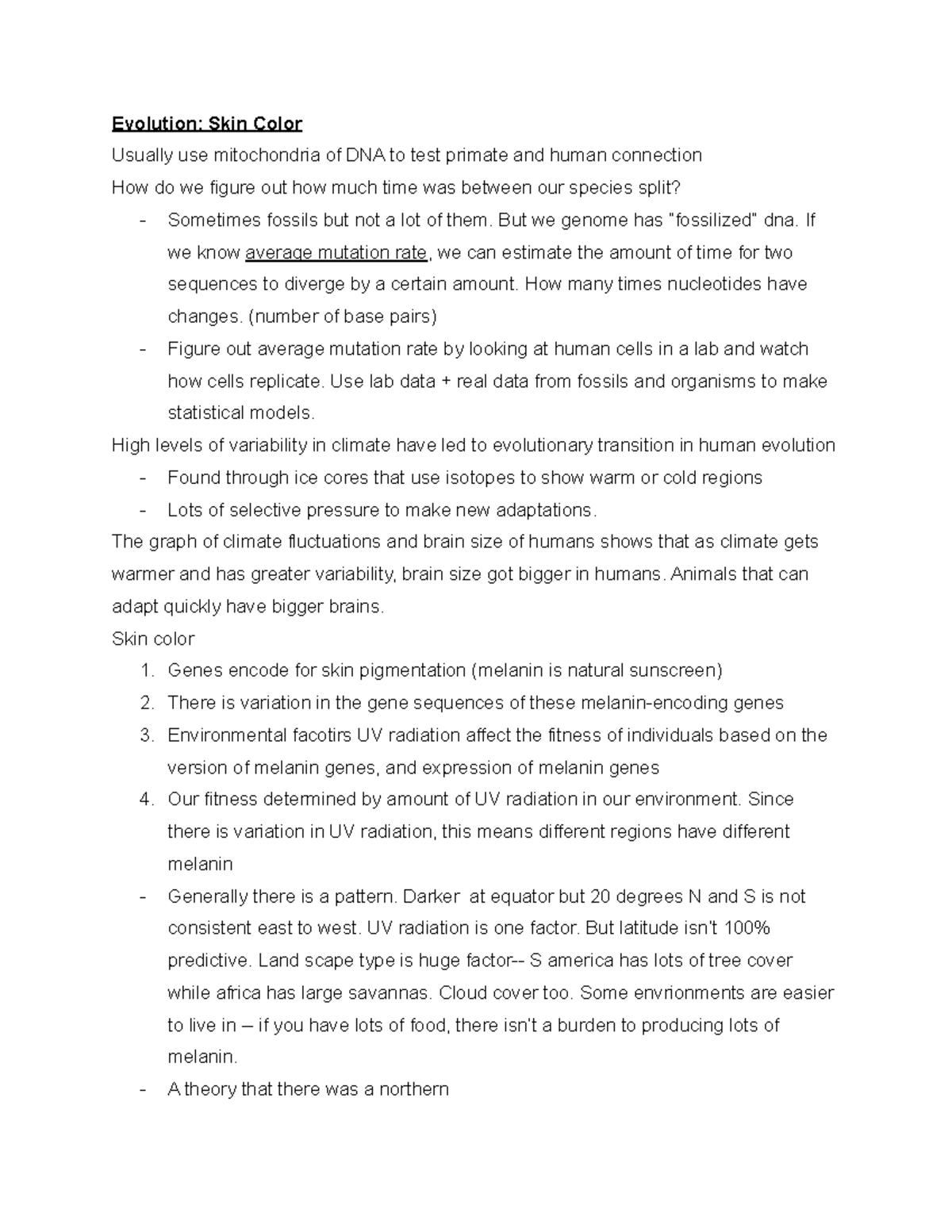 Evolution: Skin Color and Human Origins - Studocu