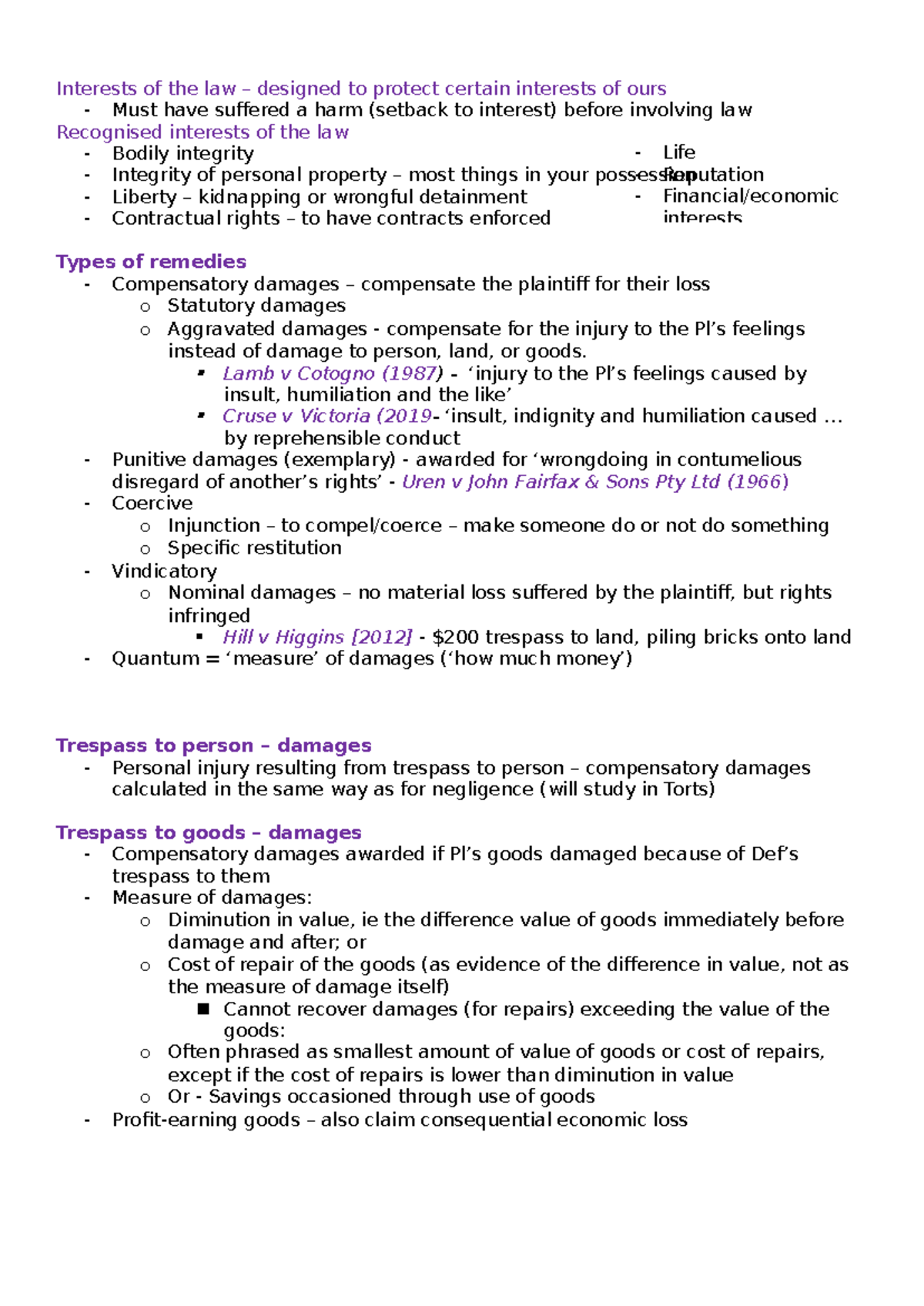 FPL exam notes - Interests of the law – designed to protect certain ...