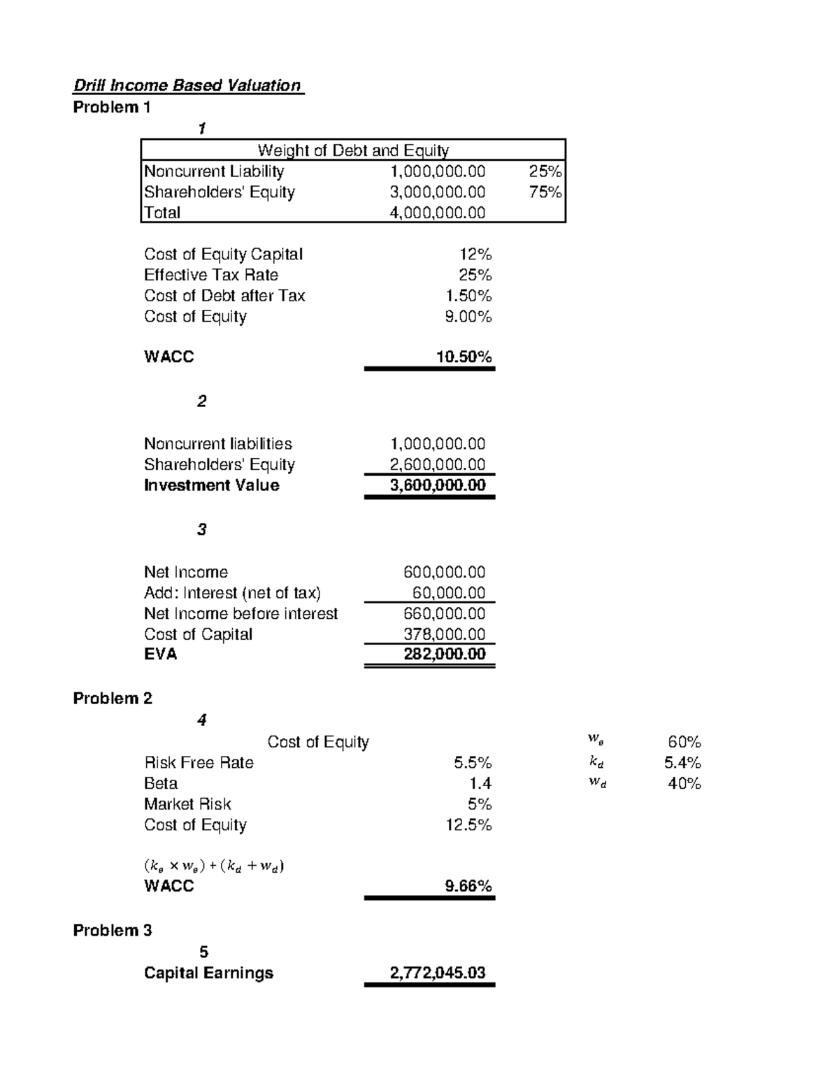 Assignment in IBV Lab - Drill Income Based Valuation Problem 1 1 ...