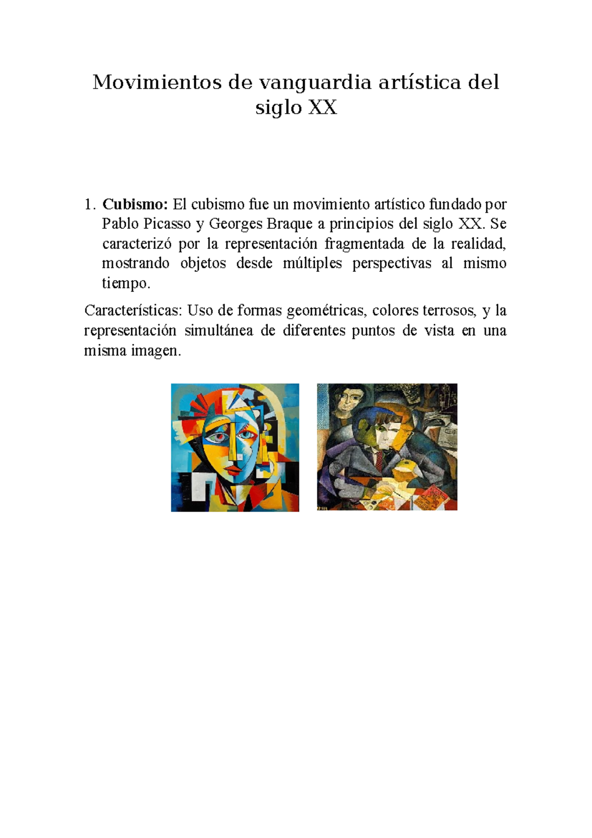 Movimientos de vanguardia artística del siglo XX - Cubismo: El cubismo fue un movimiento ...