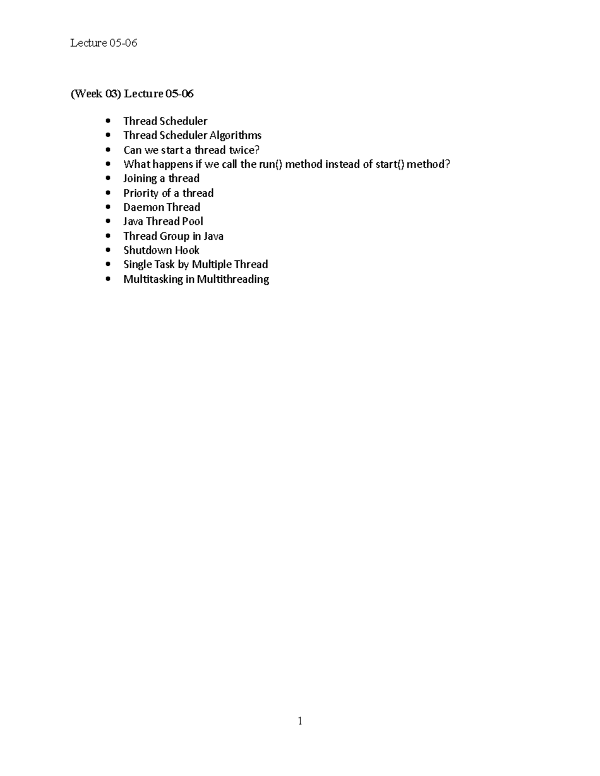 Week 03 - (Week 03) Lecture 05- Thread Scheduler Thread Scheduler ...