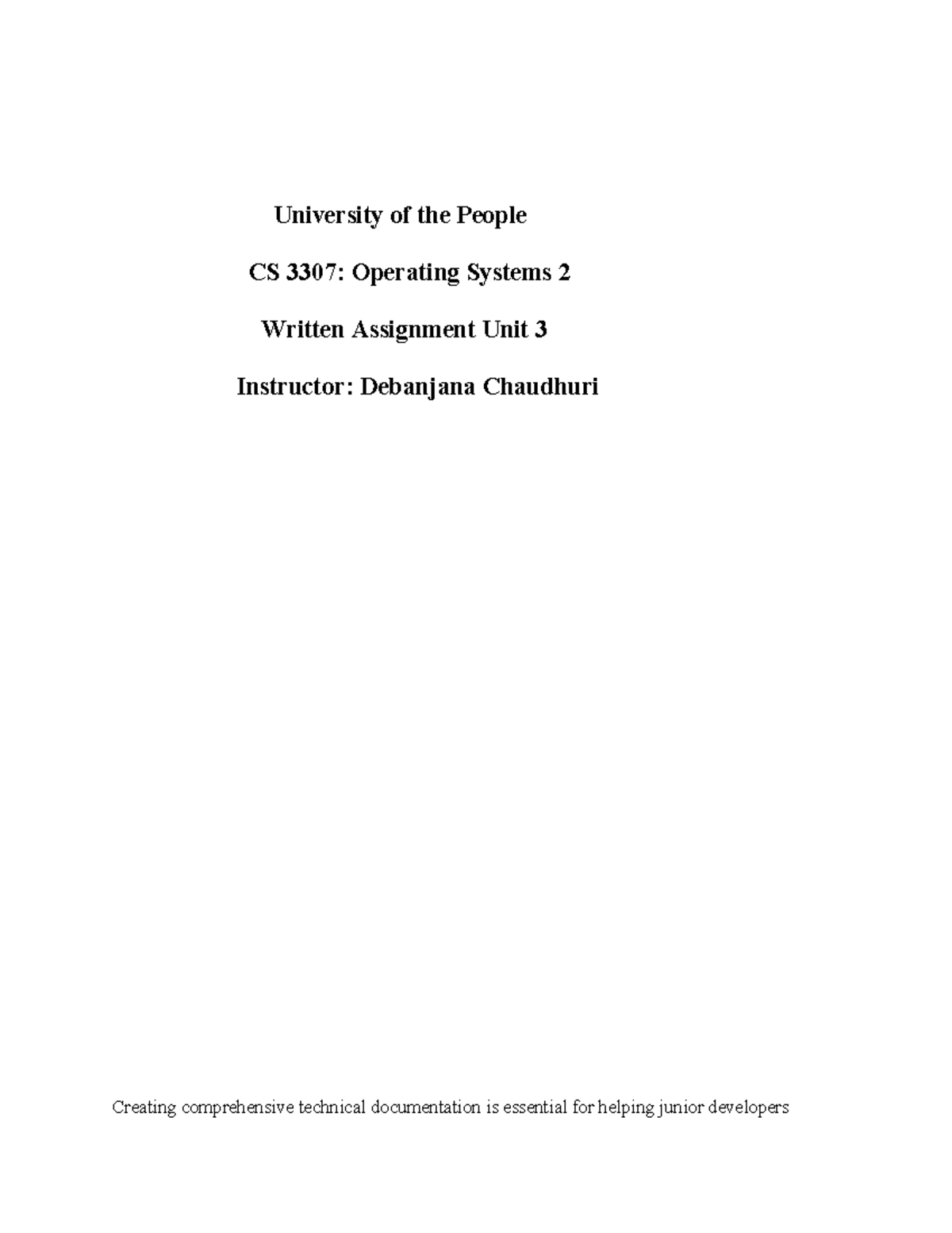 OS2 WA W3 - Assignment - University of the People CS 3307: Operating Systems 2 Written ...