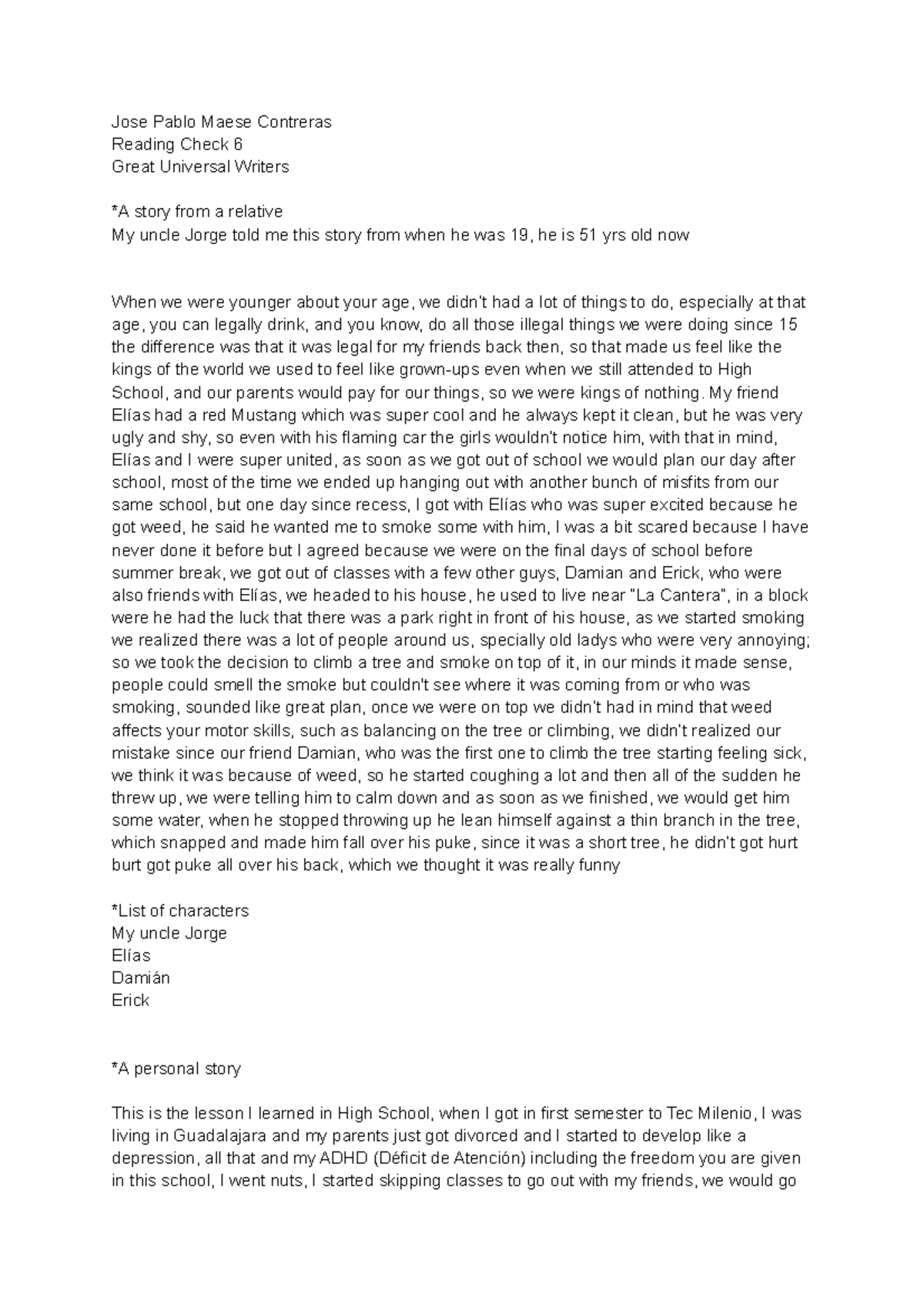 Reading Check 6 GUW - Jose Pablo Maese Contreras Reading Check 6 Great ...