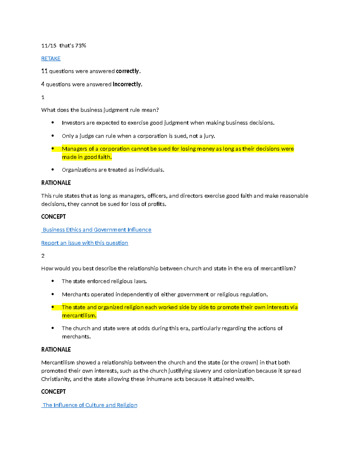 Unit 11 - Milestone 1 - 11/15 that's 73% RETAKE 11 questions were ...