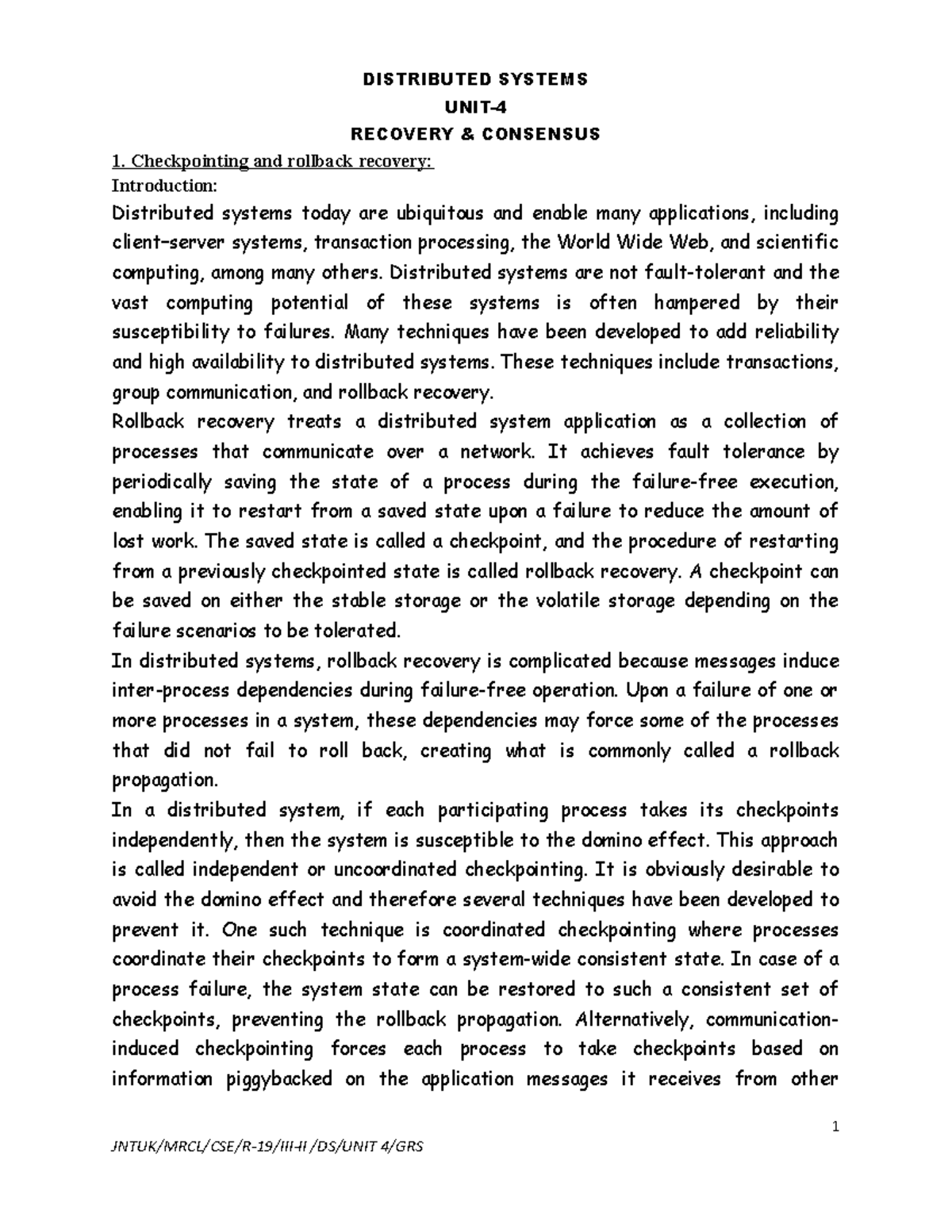 UNIT-4 DS - jntuk distributed systems the materials are divided into ...
