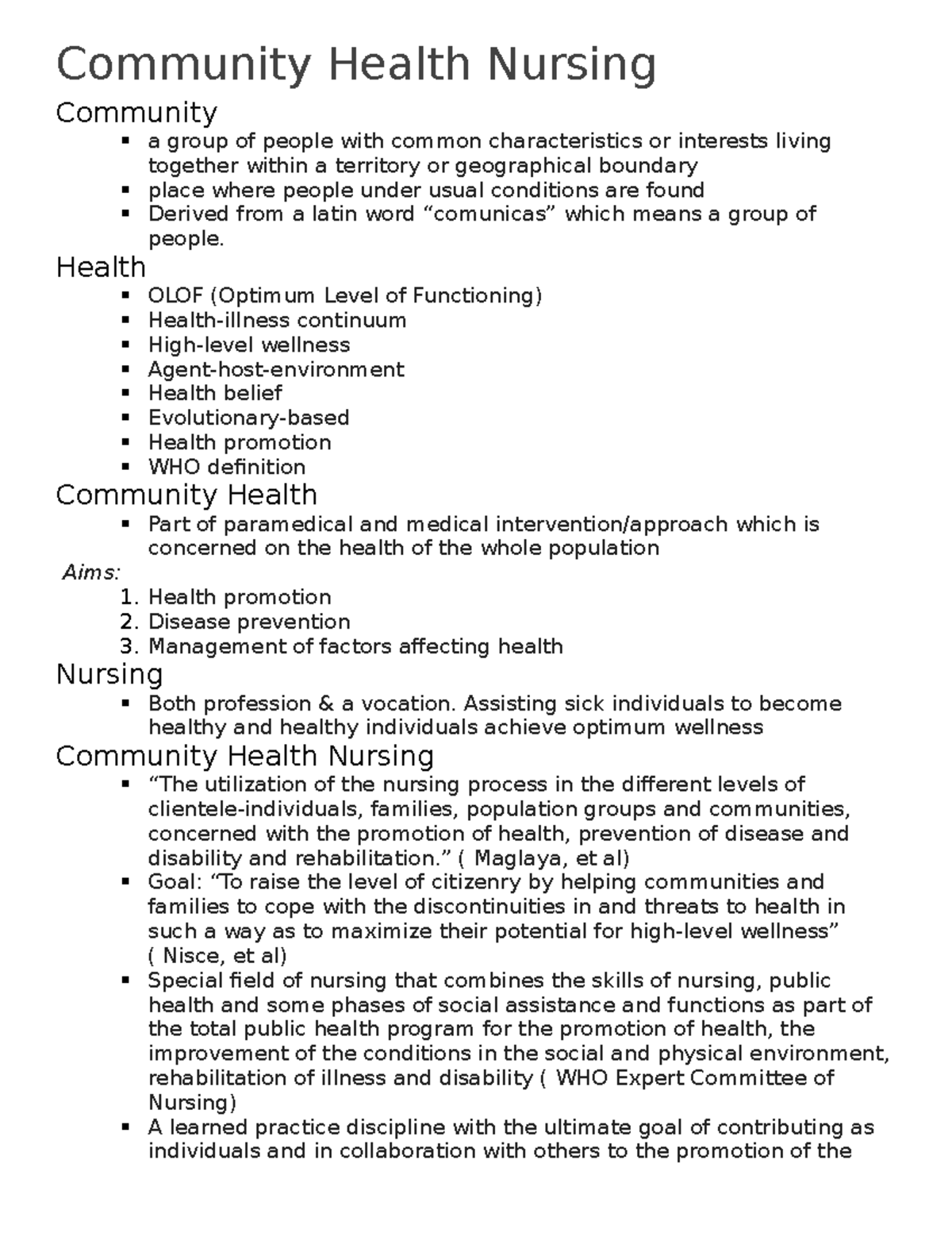 Community Health Nursing online notes - Community Health Nursing ...