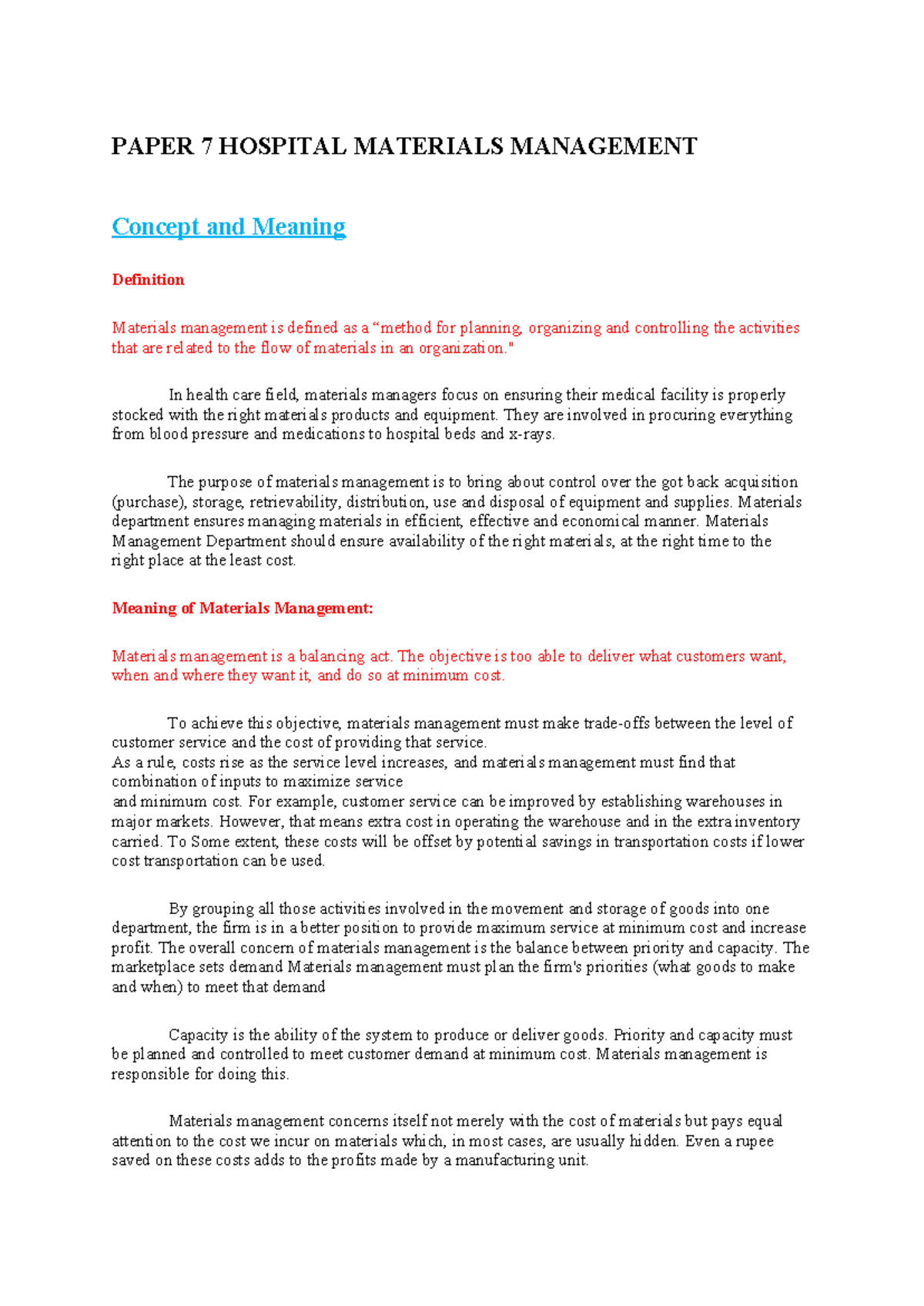 Paper 7Hospital Materials Management - PAPER 7 HOSPITAL MATERIALS ...