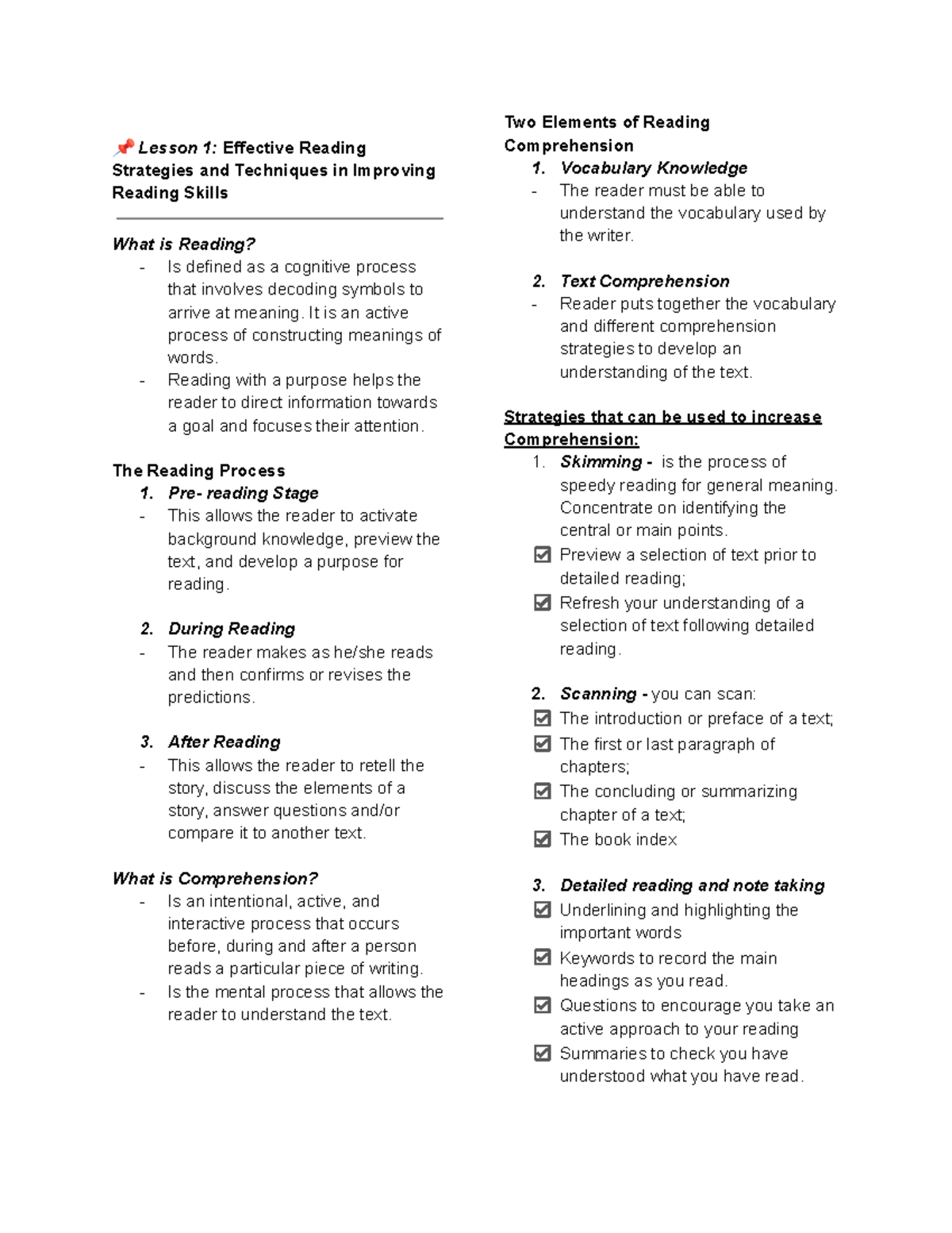 EAPP - STEM 12 - º Lesson 1: Effective Reading Strategies and ...