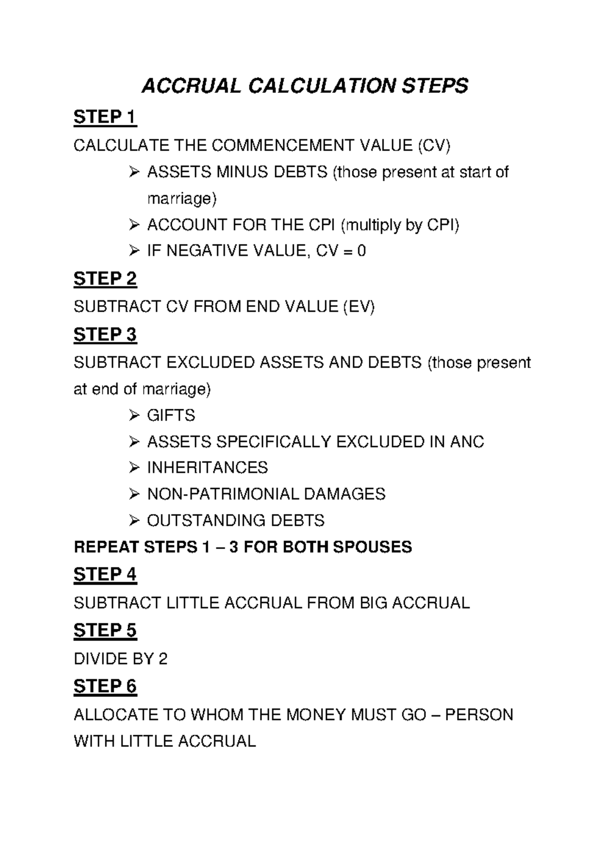 Accrual Calculation Steps - ACCRUAL CALCULATION STEPS STEP 1 CALCULATE THE COMMENCEMENT VALUE ...
