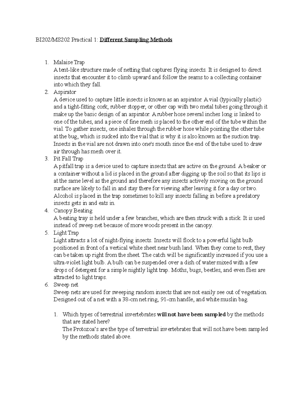 BI202 Practical 1 S11203932 - BI202/MS202 Practical 1: Different ...