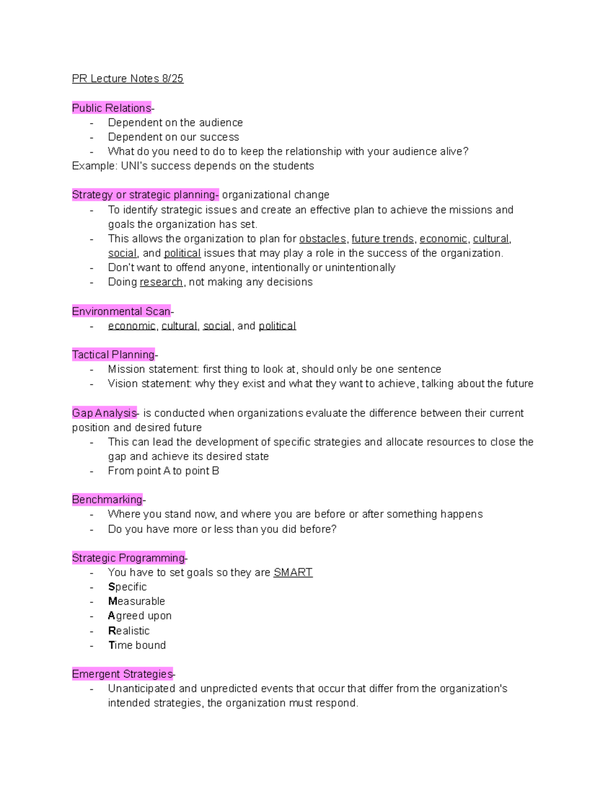 Principles of PR 8 25-9 1 - PR Lecture Notes 8/ Public Relations ...